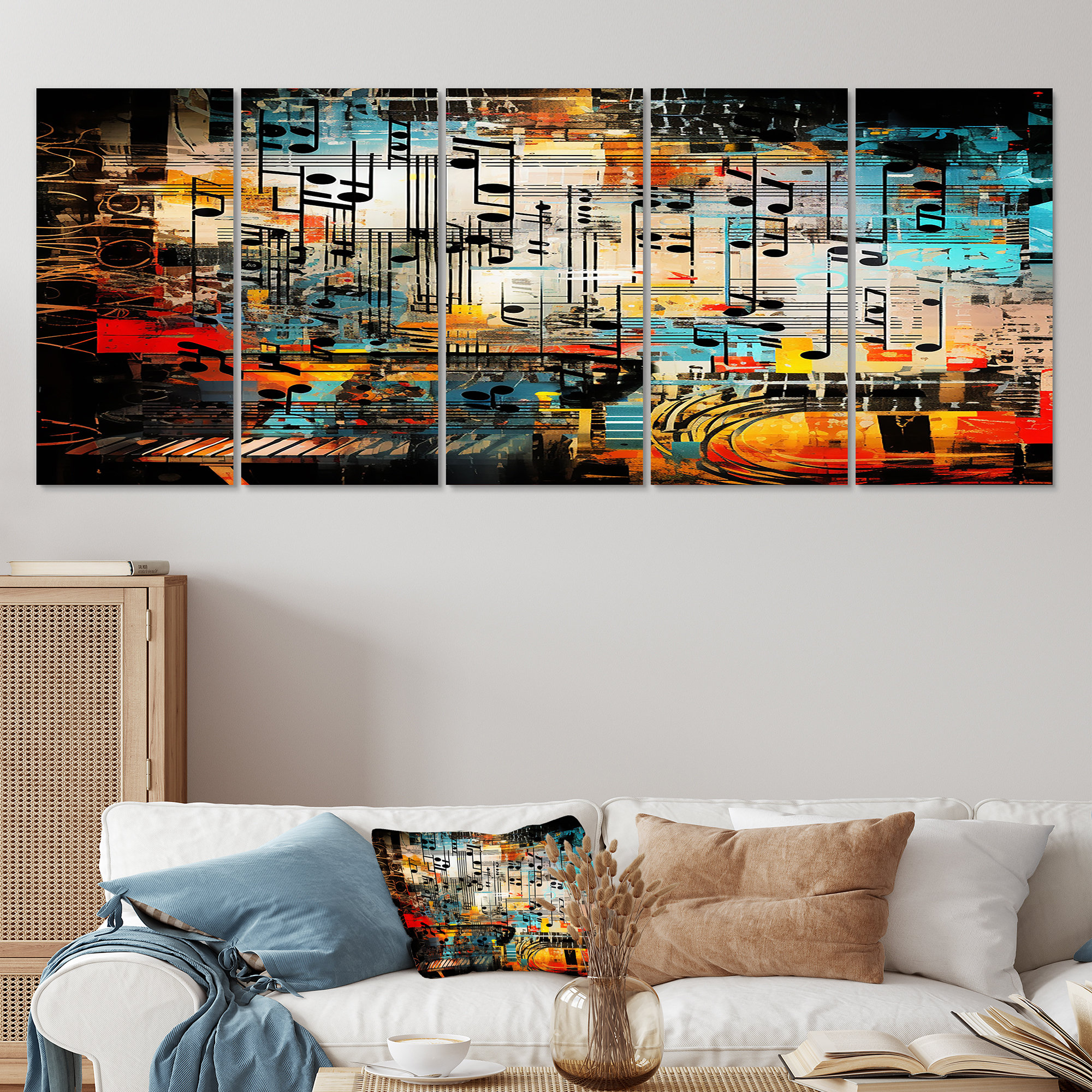 Lark Manor™ Vintage Collage Musical Scores - Music Wall Art 5 Piece ...