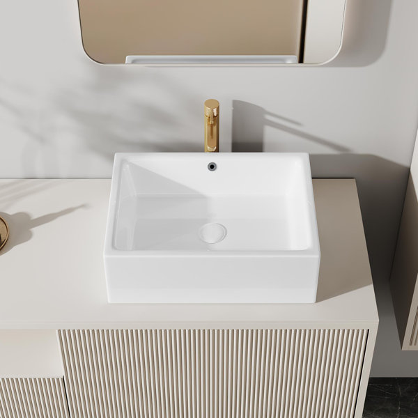 Eridanus Dublin 510mm x 310mm White Rectangular Countertop Basin ...