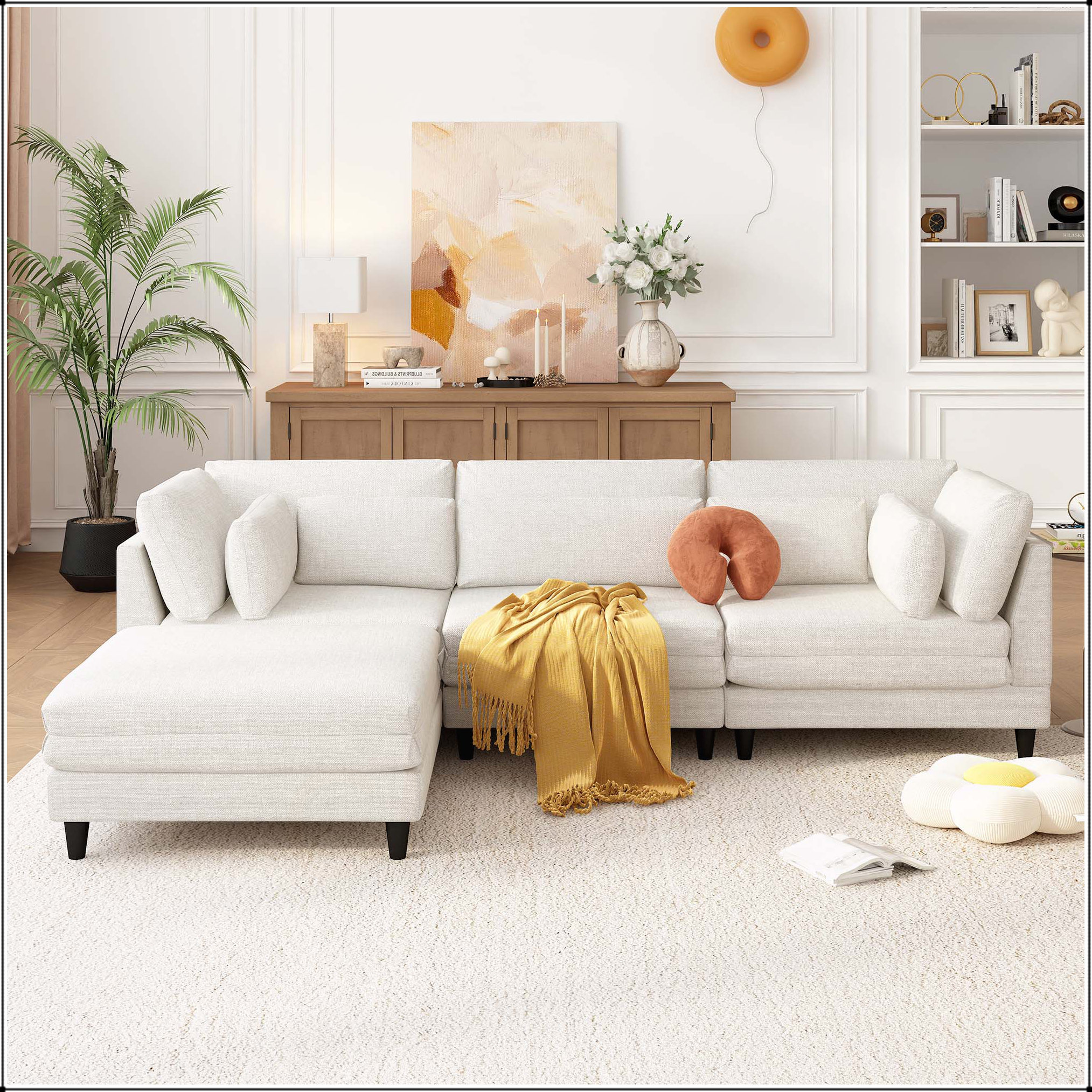 George Oliver Modular Sectional Sofa with Movable Ottoman | Wayfair