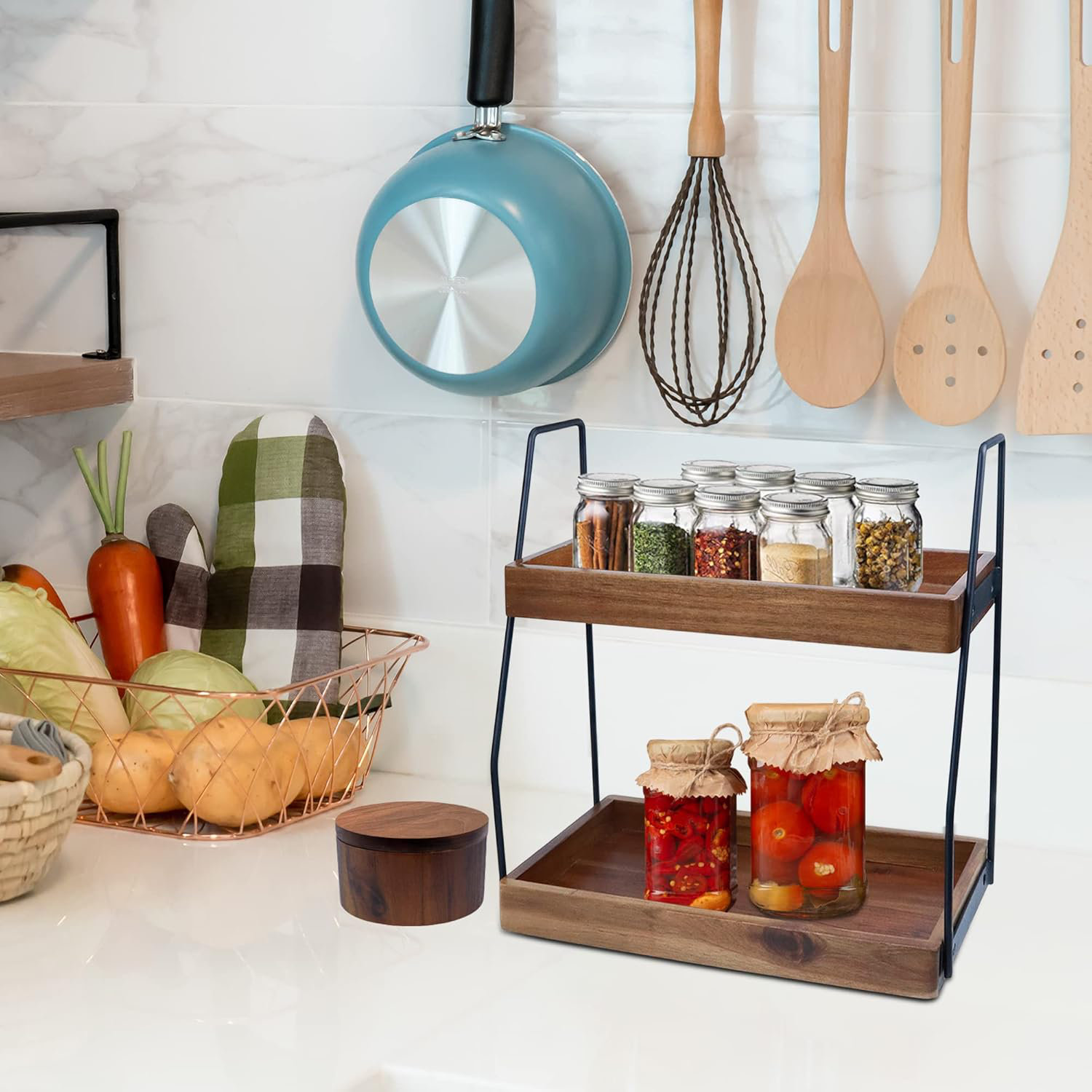 17 Stories Acacia Bathroom Organizer Countertop 13.6 X 14 X 6.7 Inches ...