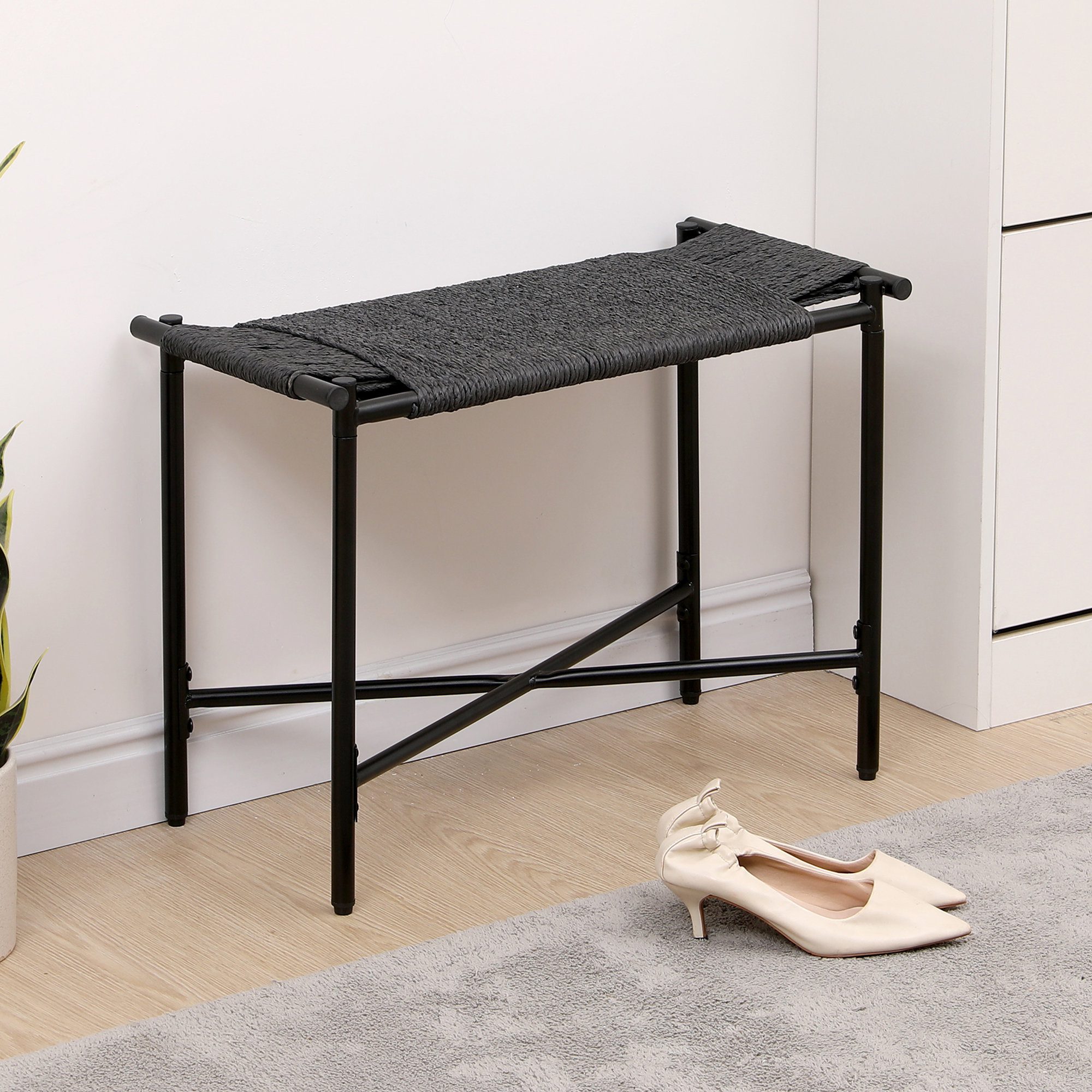 Ebern Designs Foot Rest Shoes Stools Handwoven Paper Rope Ottomans For ...