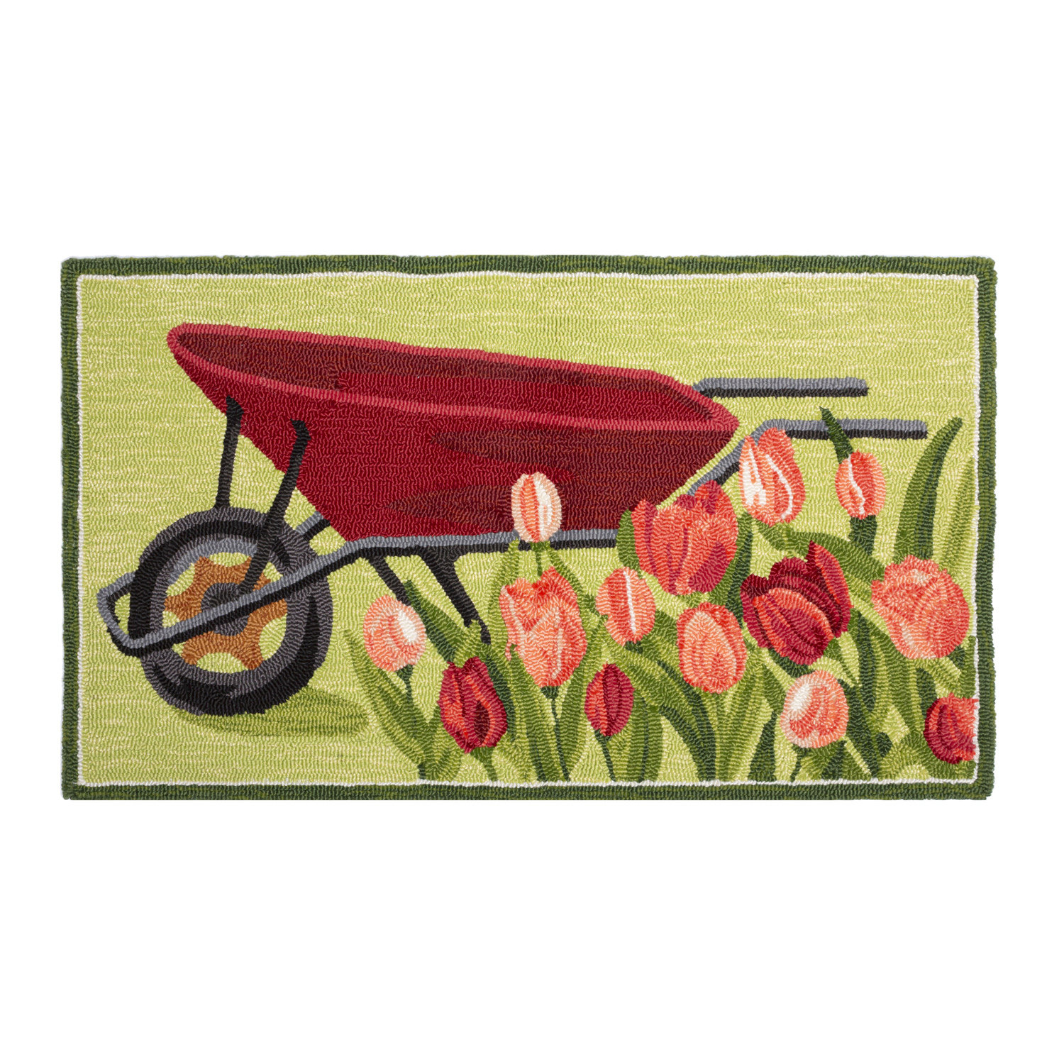 Plow & Hearth Tulip and Wheelbarrow Kitchen Mat | Wayfair