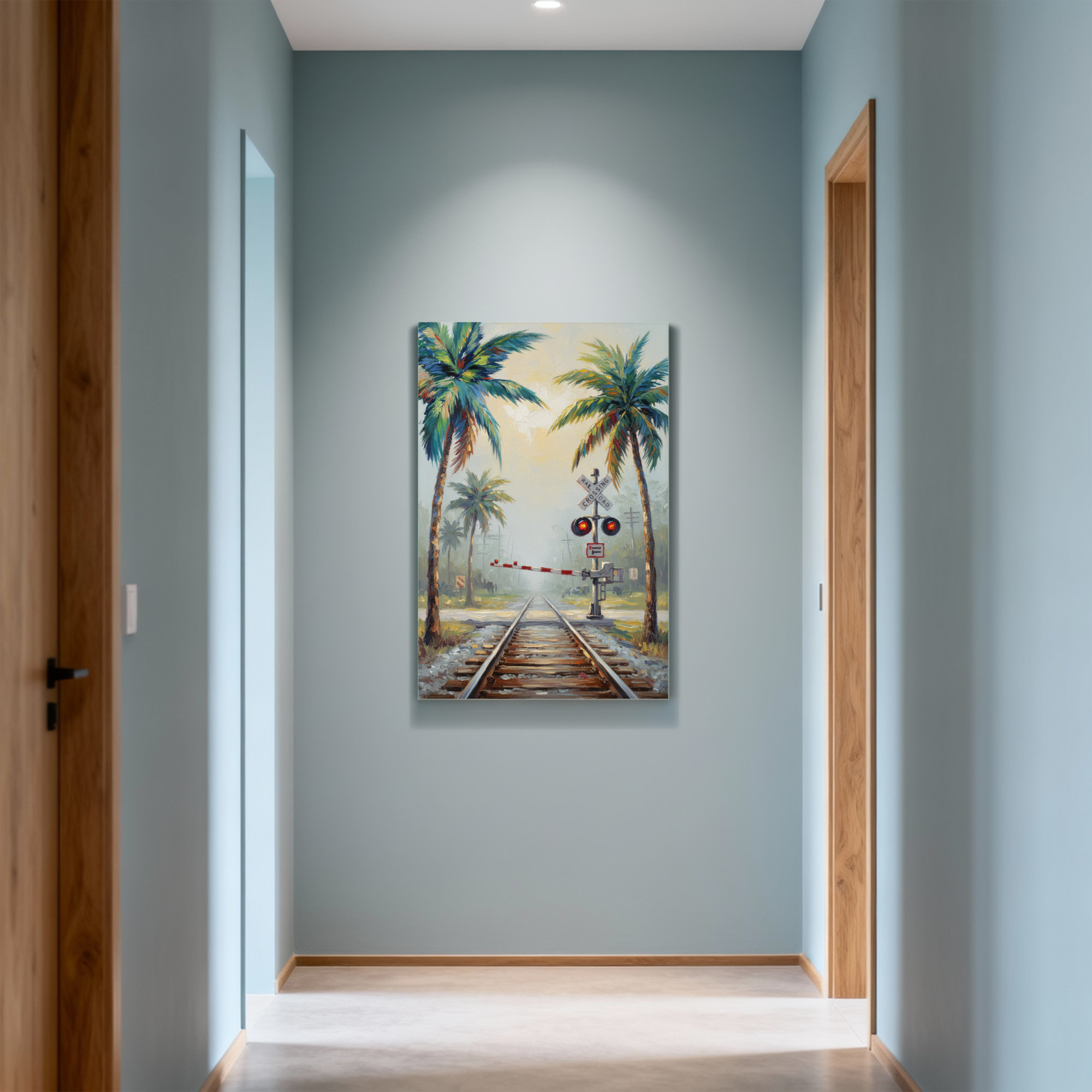 Bay Isle Home™ Plants &Flowers Tropical Palm Trees Railroad Crossing ...