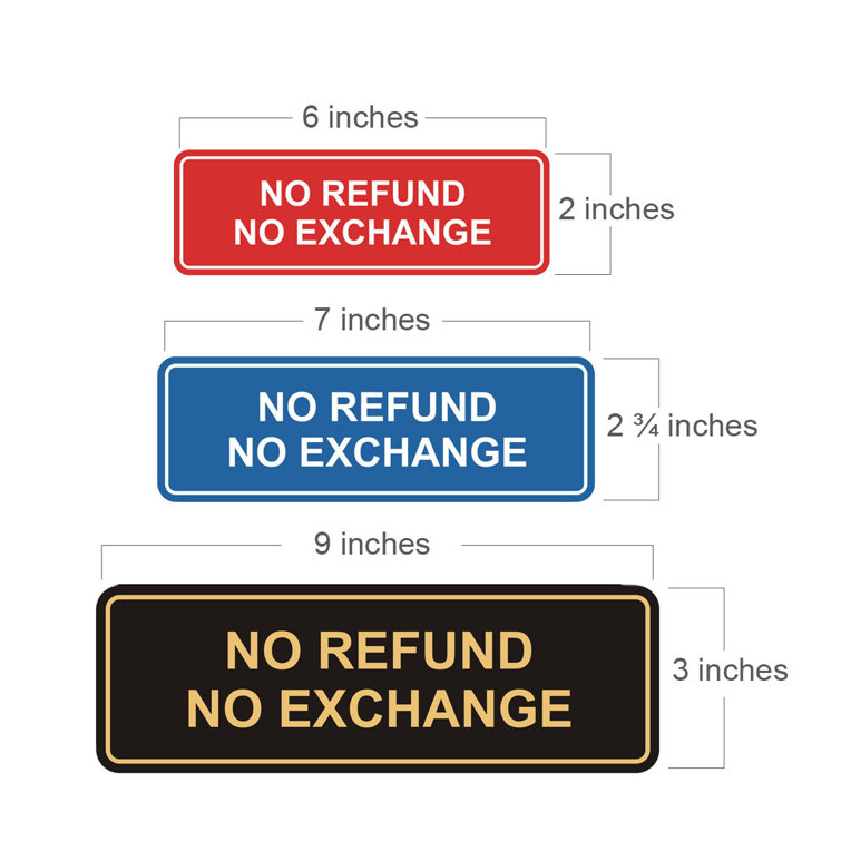 Signs ByLITA Standard No Refund No Exchange Sign(Black Gold) - Large ...