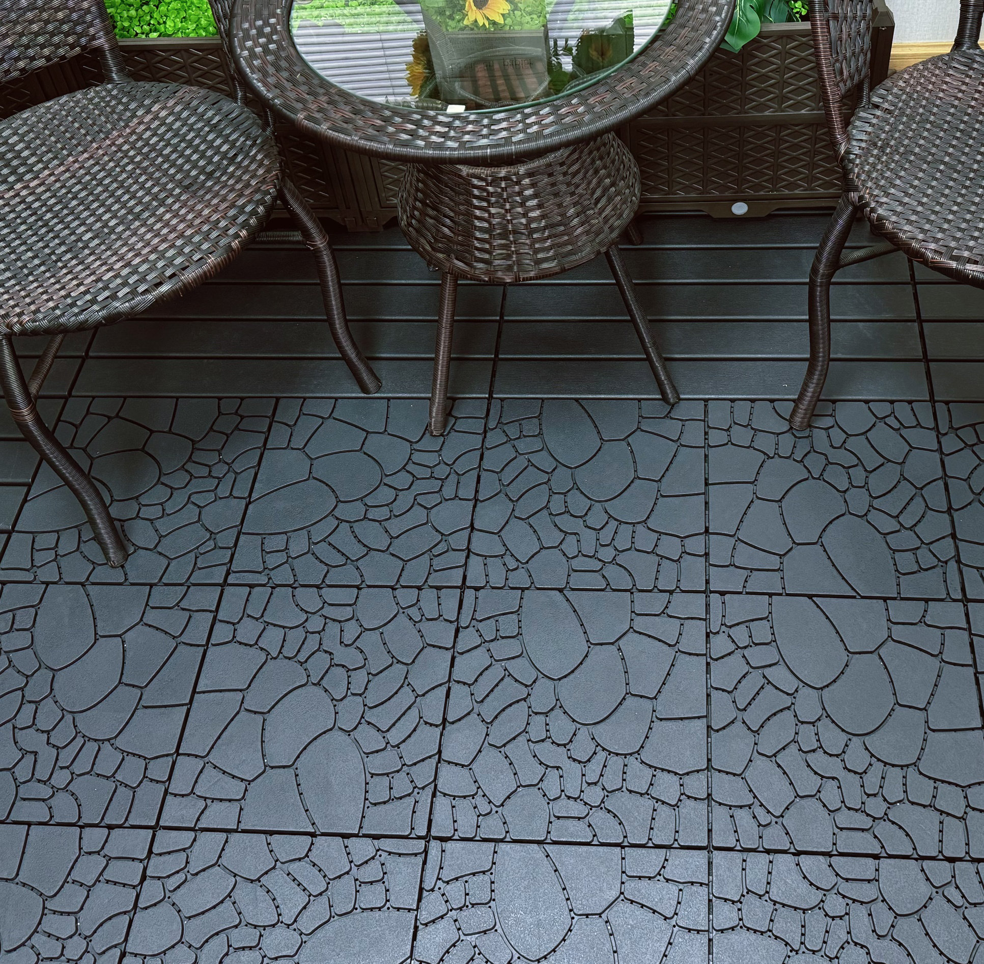 Novobey Stone texture 12" Patio Deck Tiles, DIY Module Interlocking ...