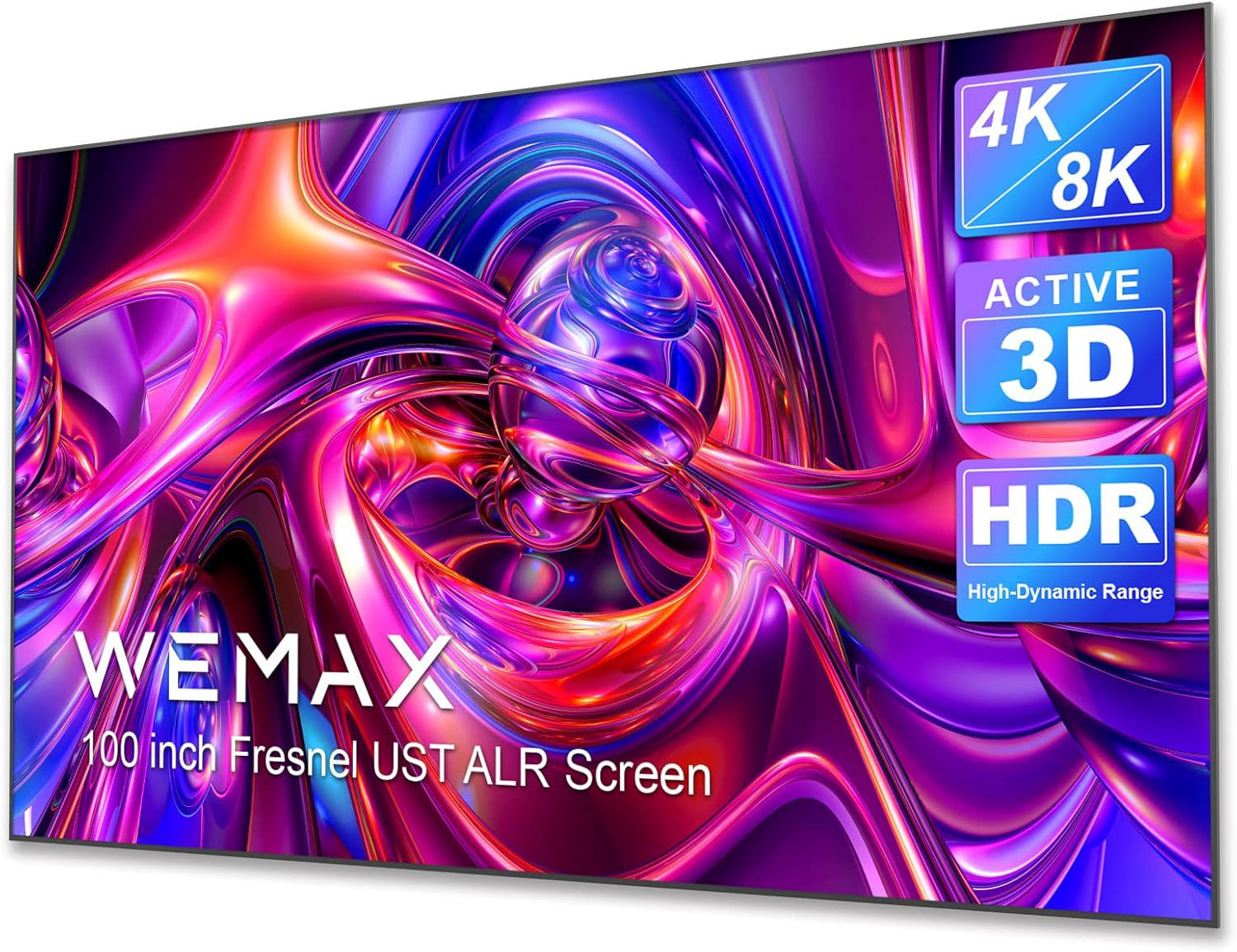 WEMAX 100" High-Gain Fresnel Ultra Short Throw Projector Screen, UHD 16 ...
