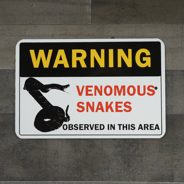 Treasure Gurus Warning Venomous Snakes Metal Caution Sign Tin Man Cave ...