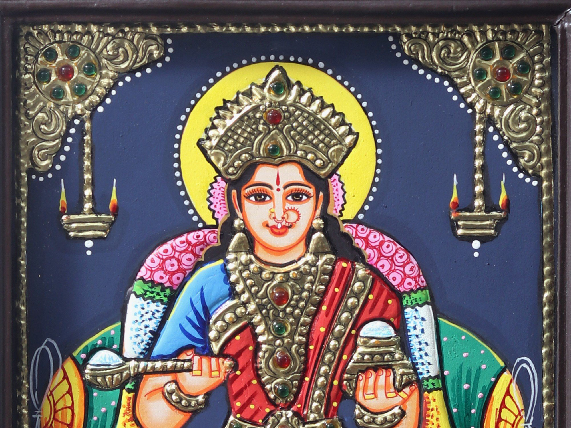 Exotic India Devi Annapurna Tanjore Painting with Teakwood Frame | Wayfair