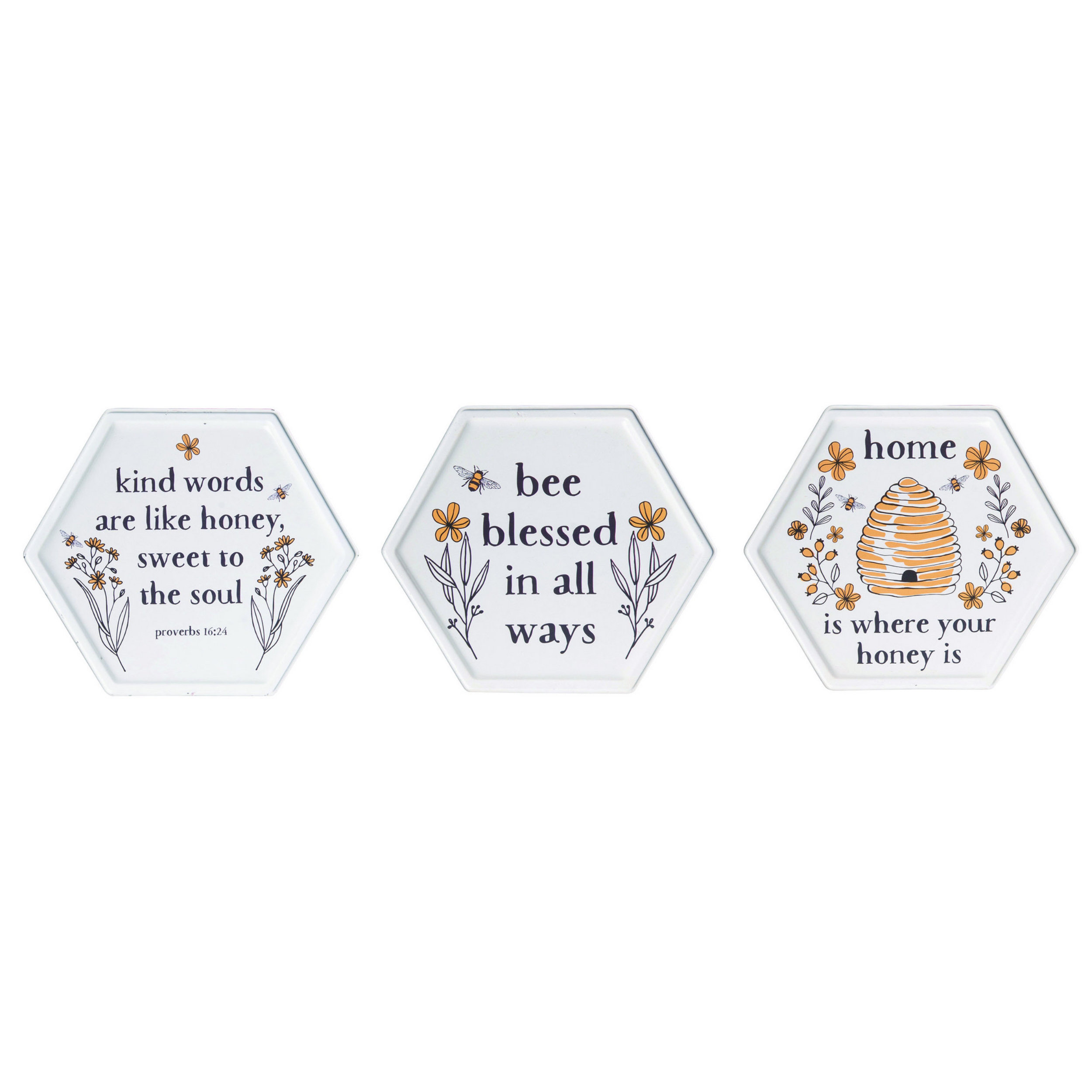August Grove® Metal Honey Comb Sign Set of 3 Spring Home Decorations ...