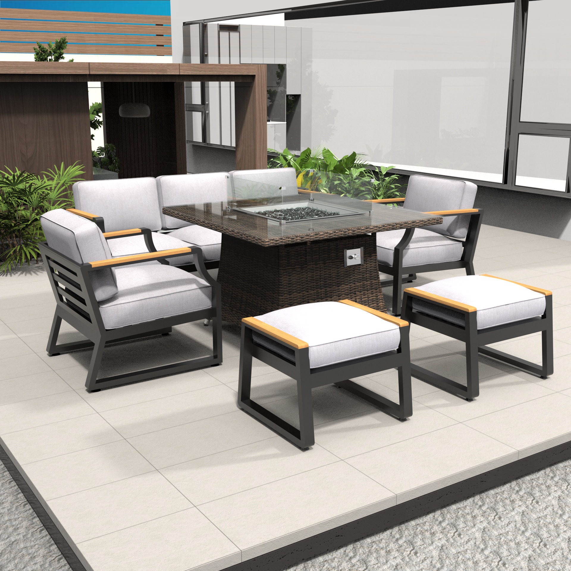 Brayden Studio® Evander 5 - Person Outdoor Seating Group with Cushions | Wayfair