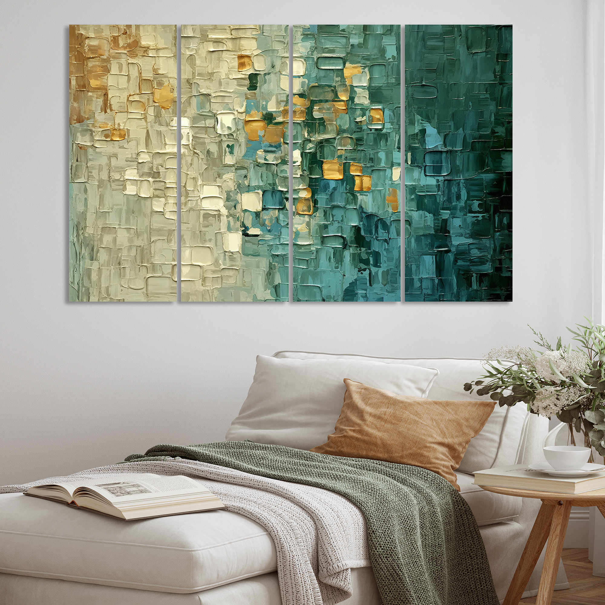 Design Art Continuation And Departure Retro Gold And Teal III ...