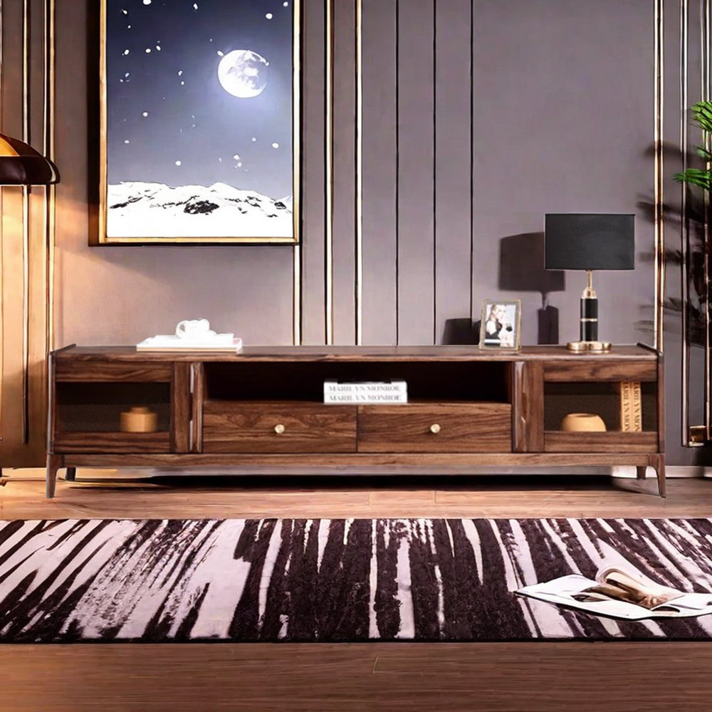 jessica Nordic Zebra Wood Solid Wood TV Cabinet 78.7'' W Storage ...
