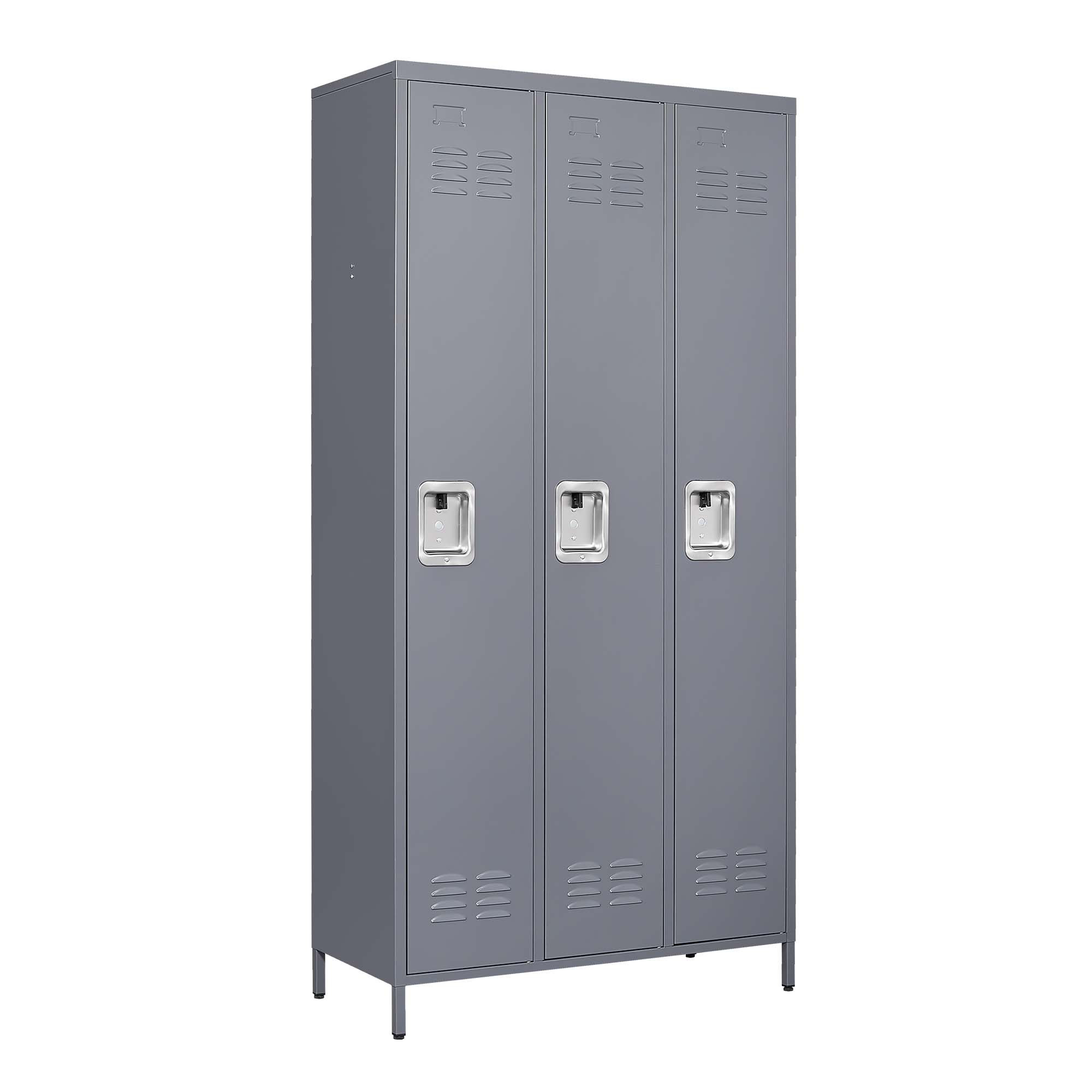 BIZOE 72" Metal Locker for Employees 3 Doors Steel Storage Locker for ...