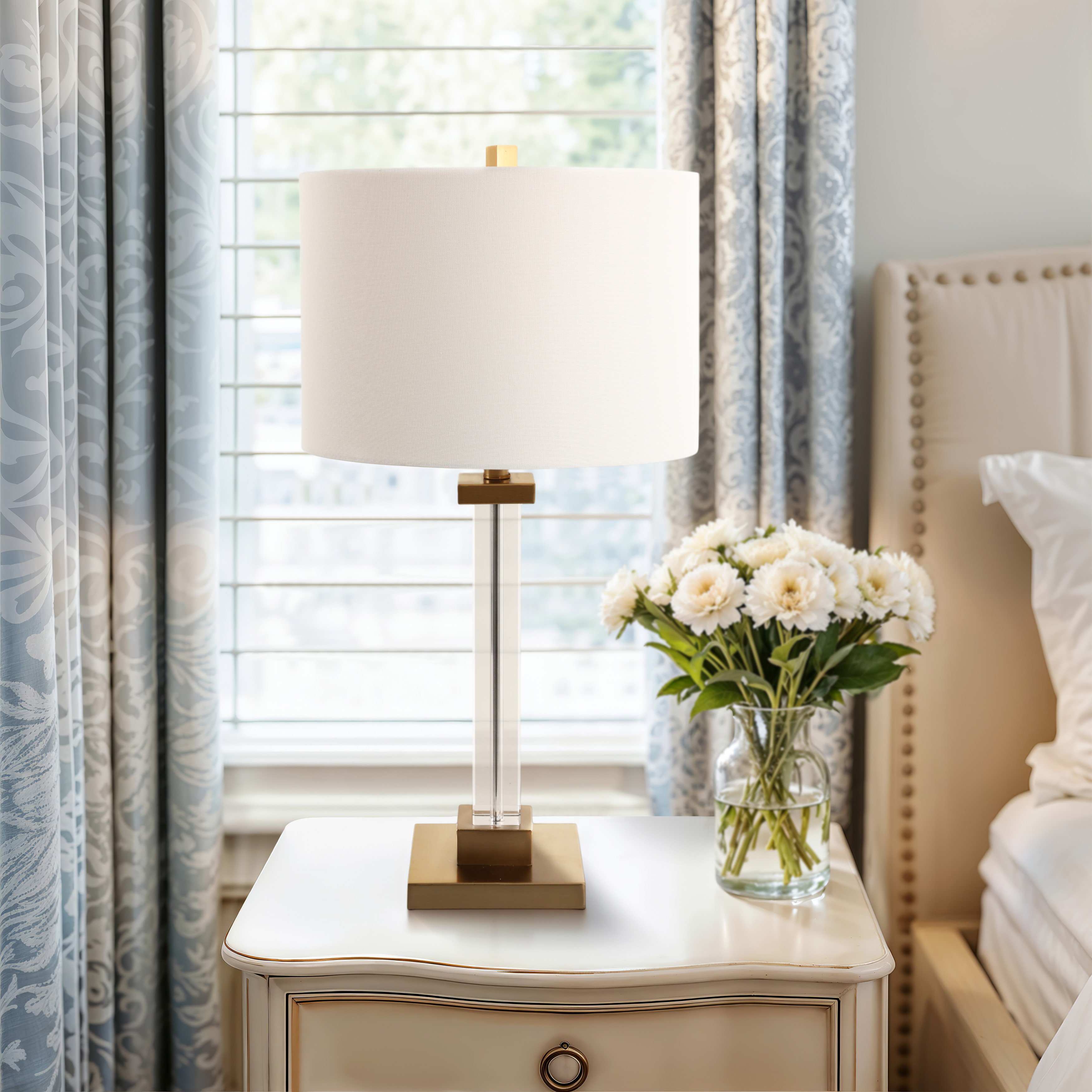 Mercer41 28X15" Traditional Crystal Lamp, Clear | Wayfair