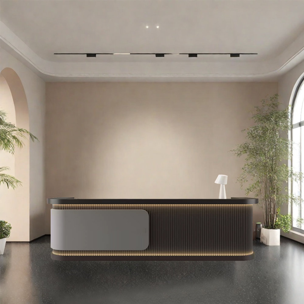 Orren Ellis Unique Shape Front Counter Cashier Desk – Modern Reception ...