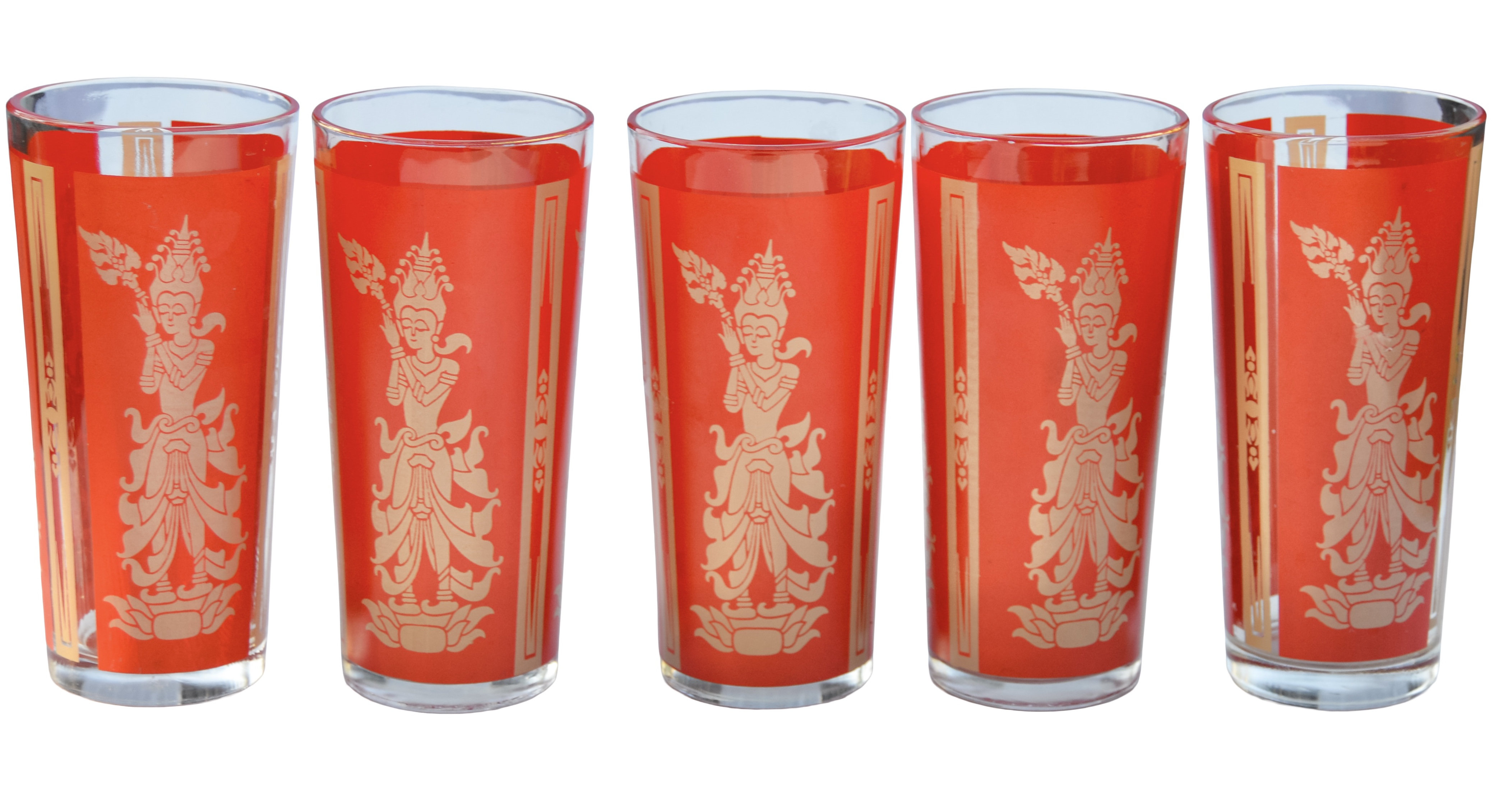 The Moroccan Room Mid 20th Century Handmade Red & Gold-patterned Tall ...