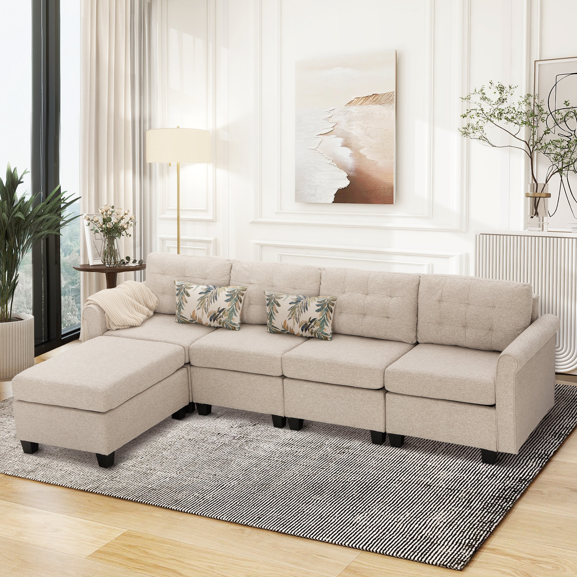 Lark Manor™ 5 - Piece Upholstered Sectional Sofa With With Under Seat ...