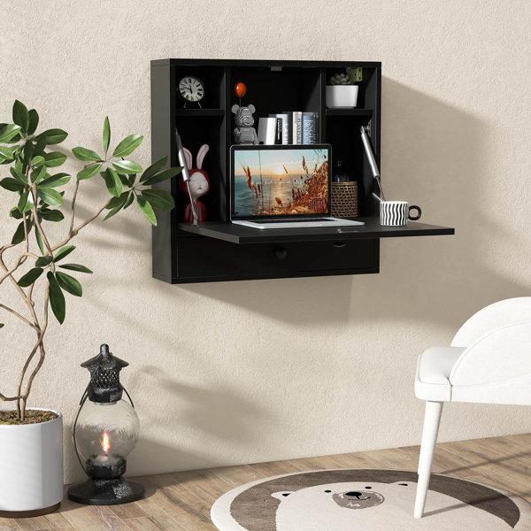 Ebern Designs Ruchir 24'' W Rectangle Floating Desk & Reviews | Wayfair