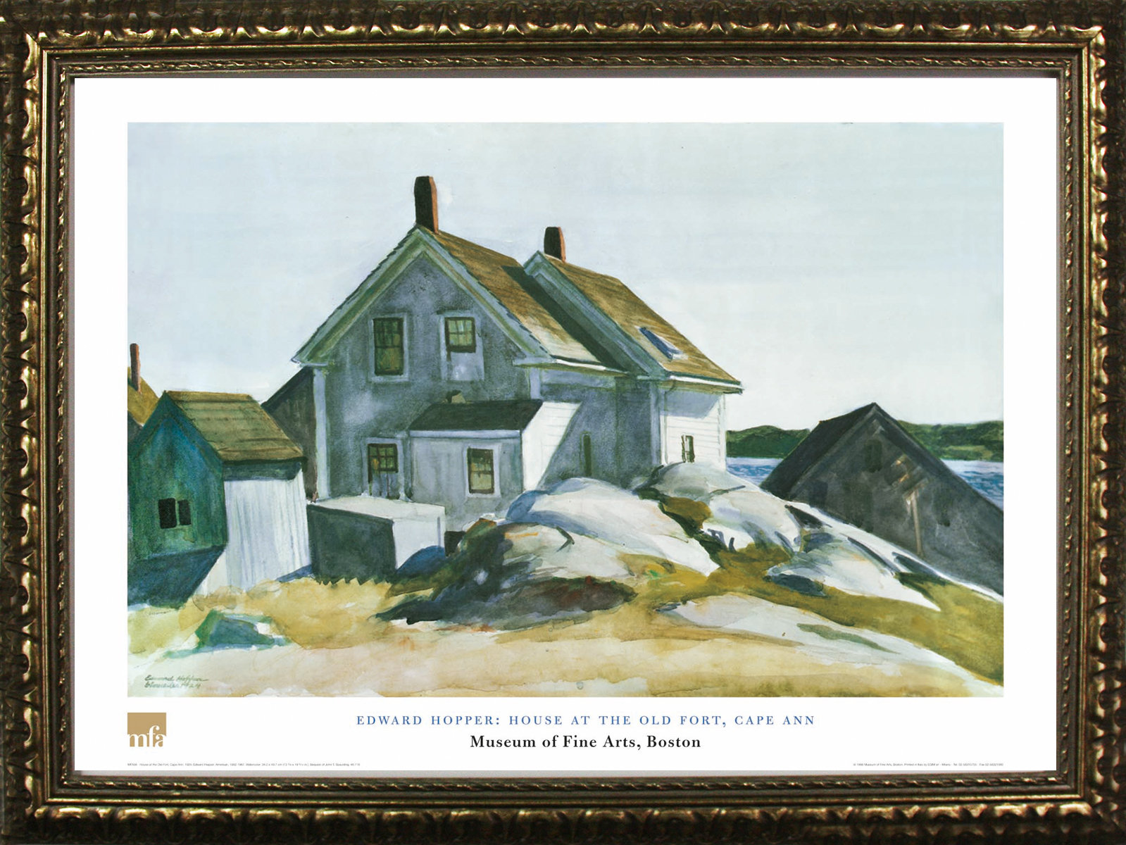 Vault W Artwork House at the Old Fort, Cape Ann by Edward Hopper Framed ...