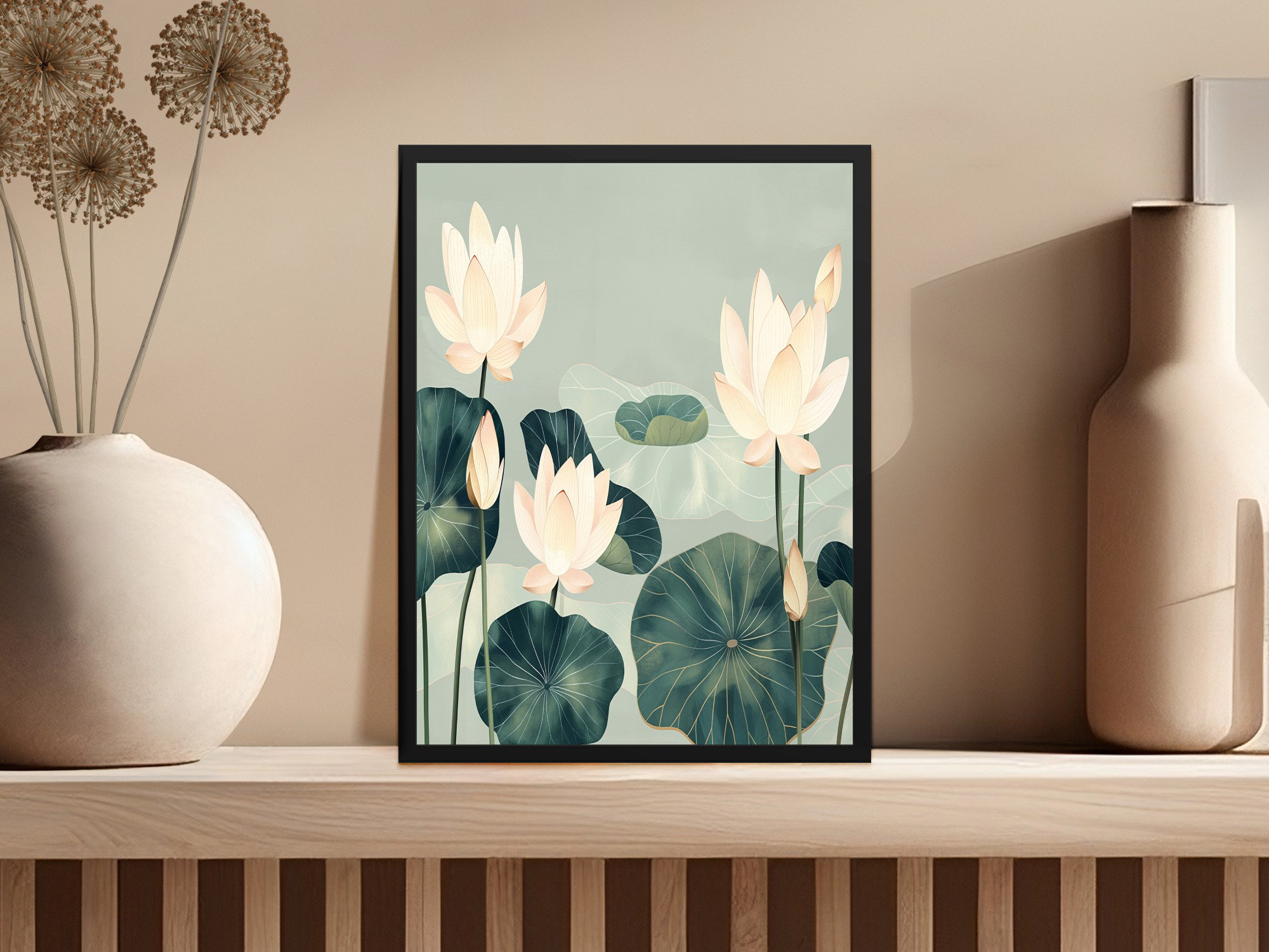 Lark Manor Lotus Flowers in Bloom Still Life Floral Art Framed Poster ...