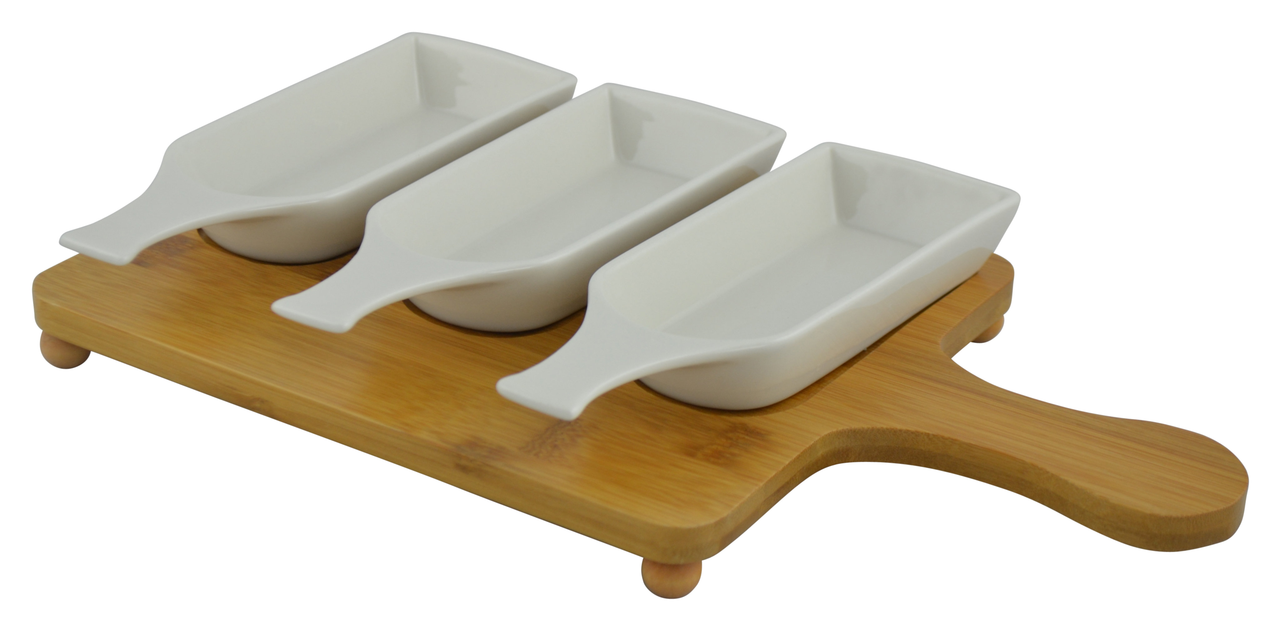 Three Star Im/Ex Inc. 3 Compartment Ceramic Condiment Serveware with ...