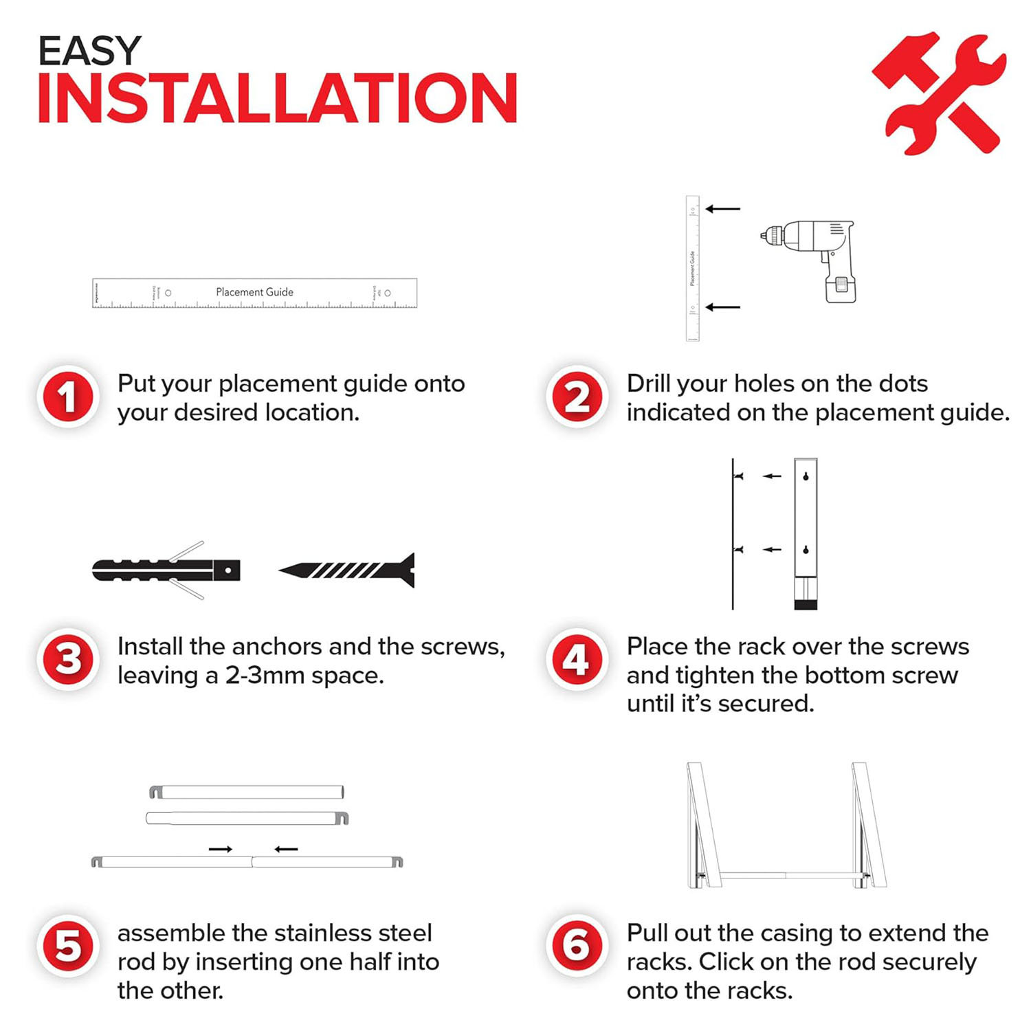 Rebrilliant Double Foldable Clothing Rack W/ Extension Rod, Wall ...