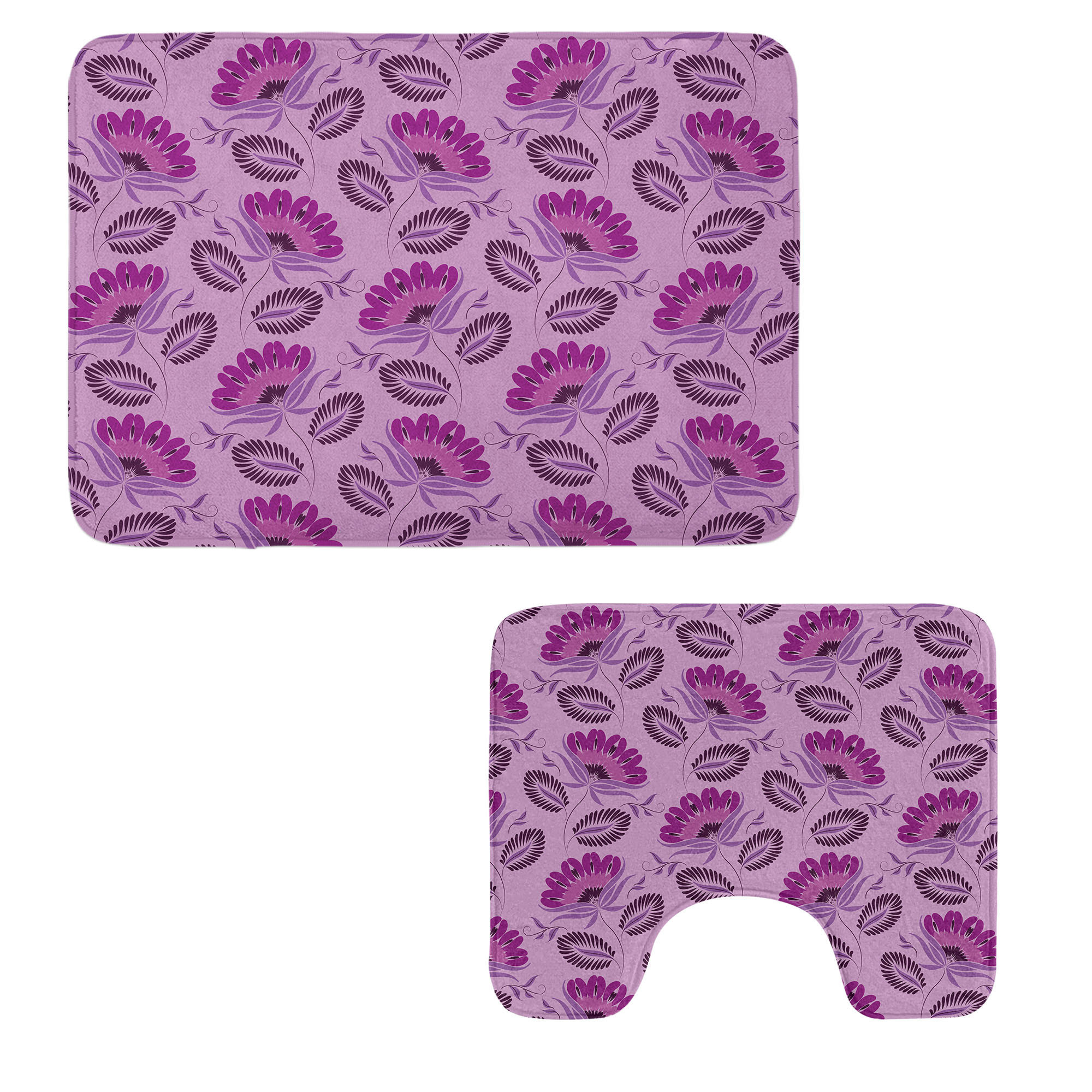 East Urban Home Purple Bathroom Rug Set 2 Pieces Rectangle & Contour ...