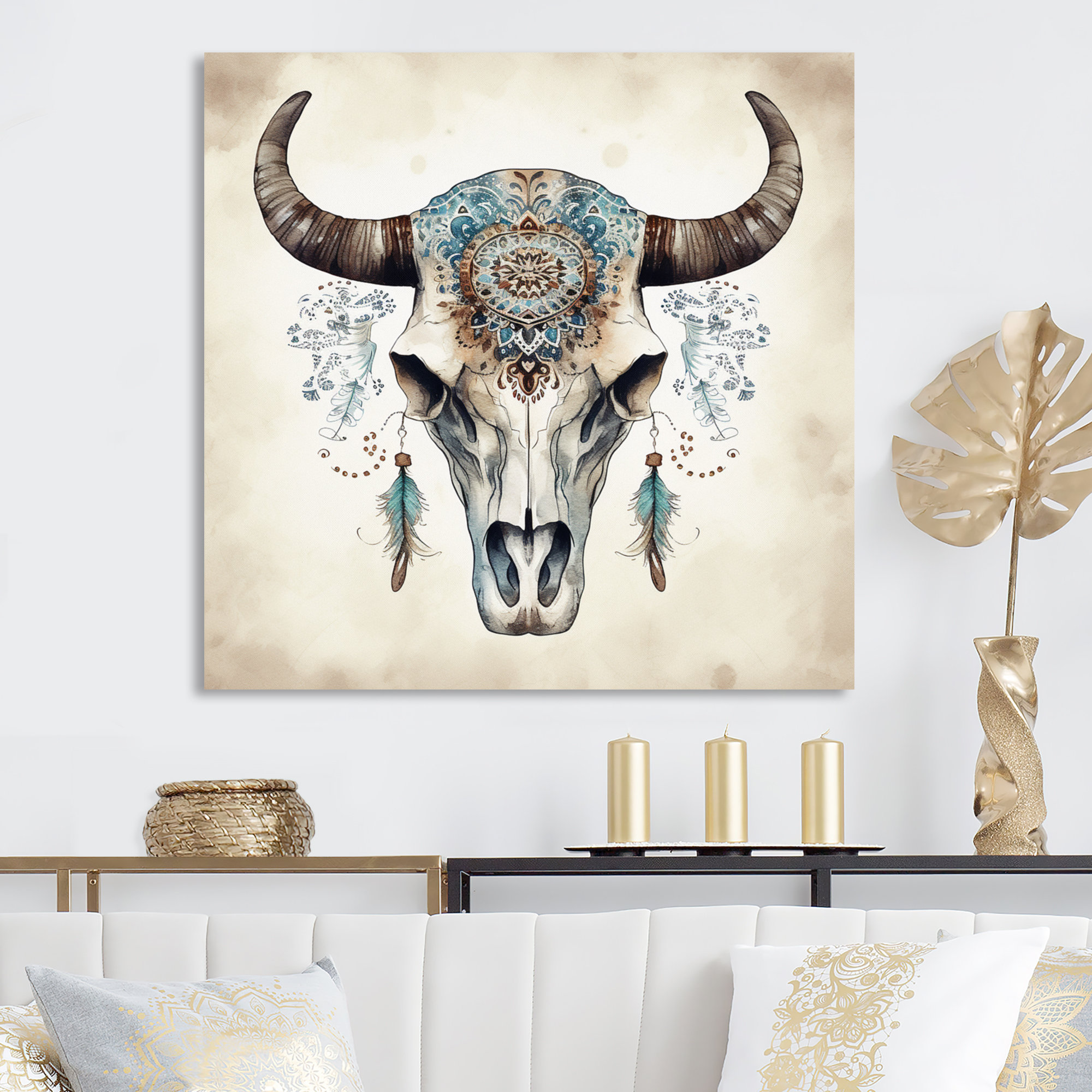 Bungalow Rose Shreya Brown And Cream Nomadic Imagination On Canvas ...