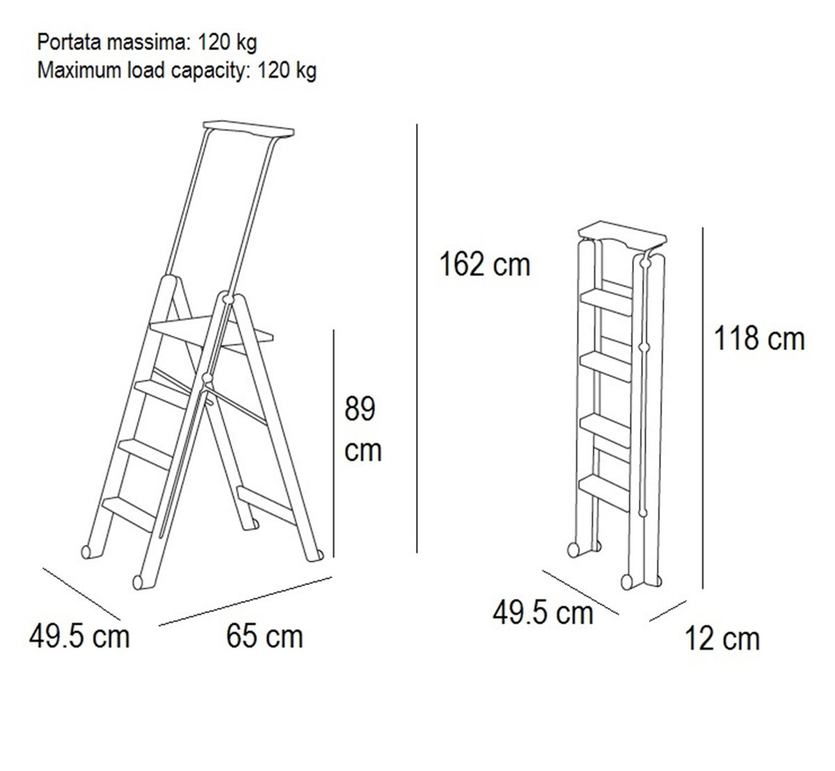 Union Rustic Bella 5.31 ft Wood Step Ladder with 265 lb. Load Capacity ...