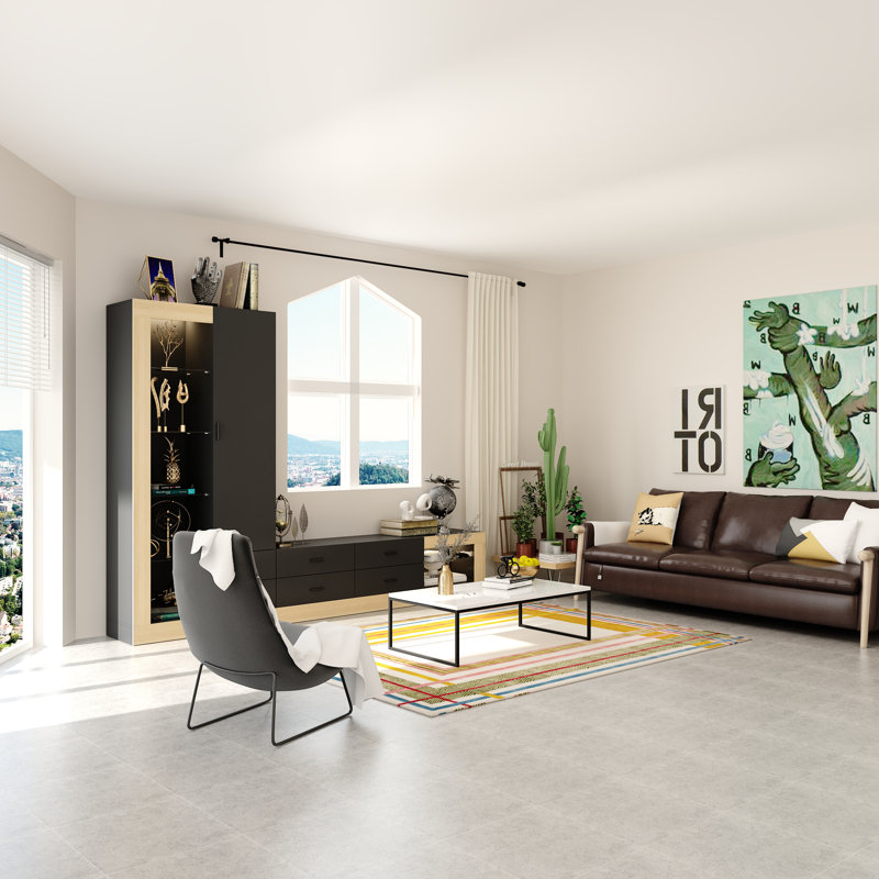 Latitude Run® 104.5" Wide 6 Drawer L-Shaped Storage Cabinet With Lights ...