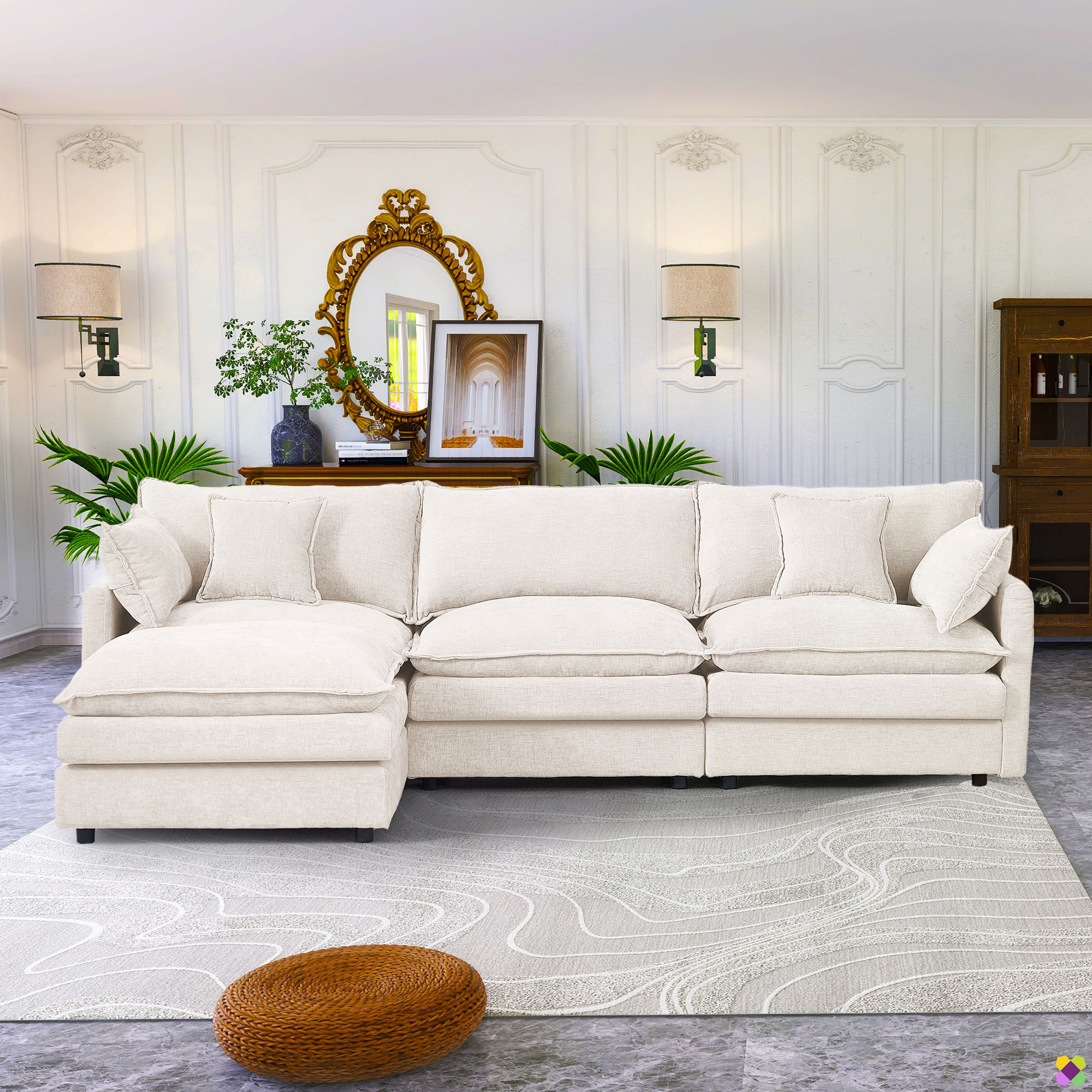 Latitude Run® Eugenija 105"w Modular Corduroy Laf Raf Sectional, Sofa ...