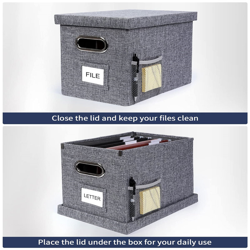 Blooming Desktop File Organizer, Portable Foldable File Box With Lid, 4 ...