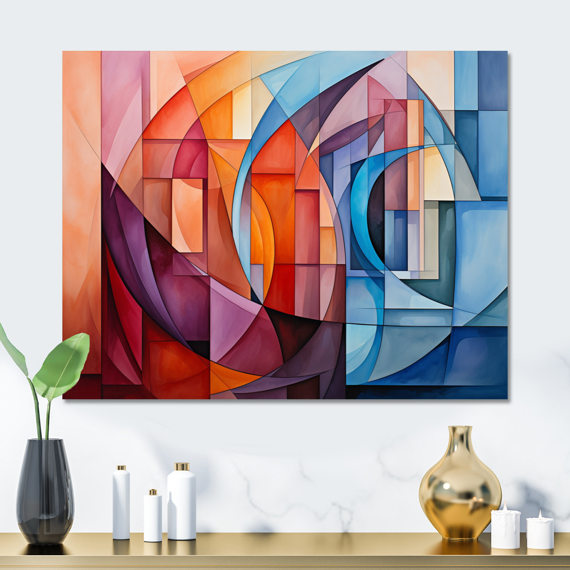 Wrought Studio™ Cubism Rainbow Forms II - Print on Metal | Wayfair