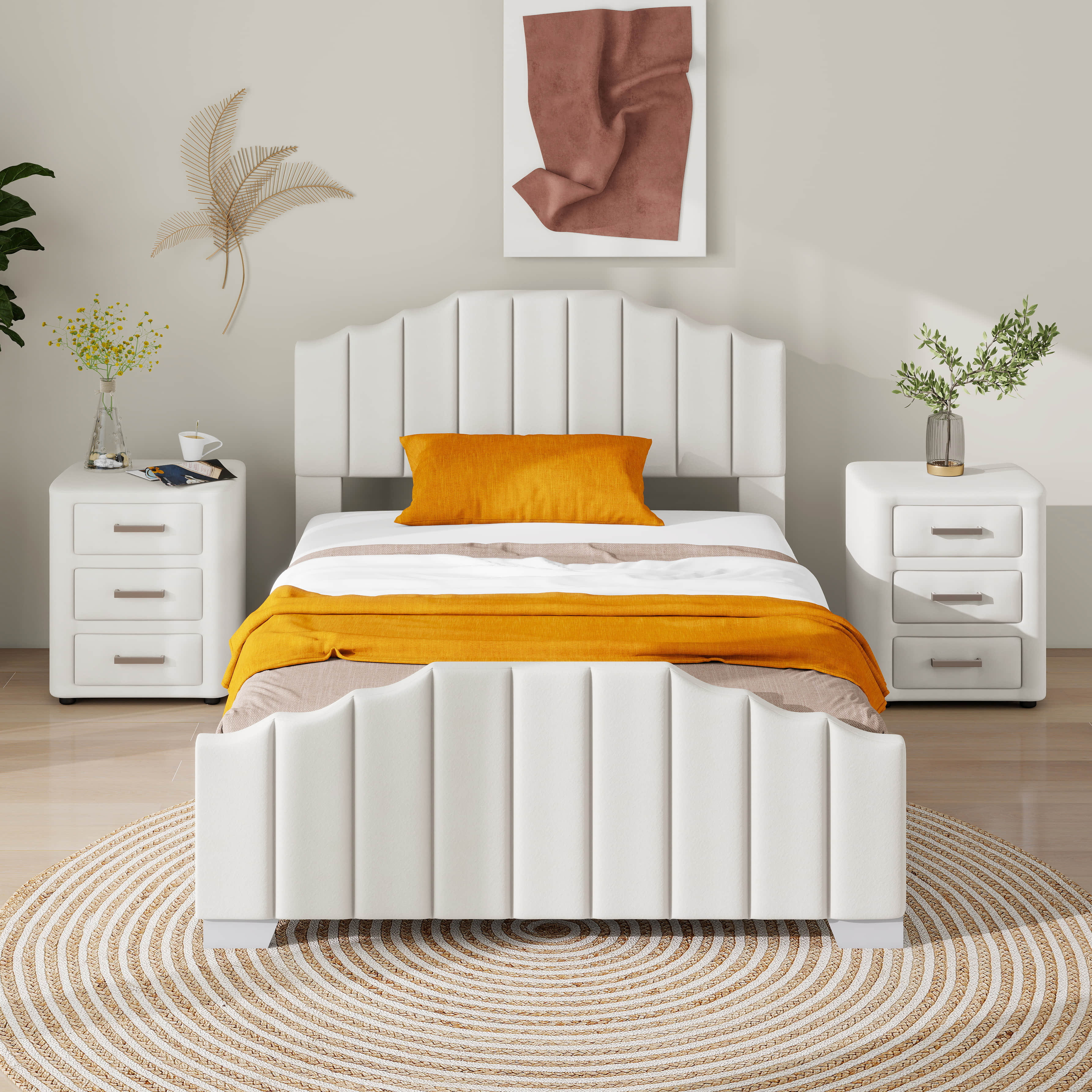 Mercer41 3-Pieces Bedroom Sets With Platform Bed And 2 Nightstands ...