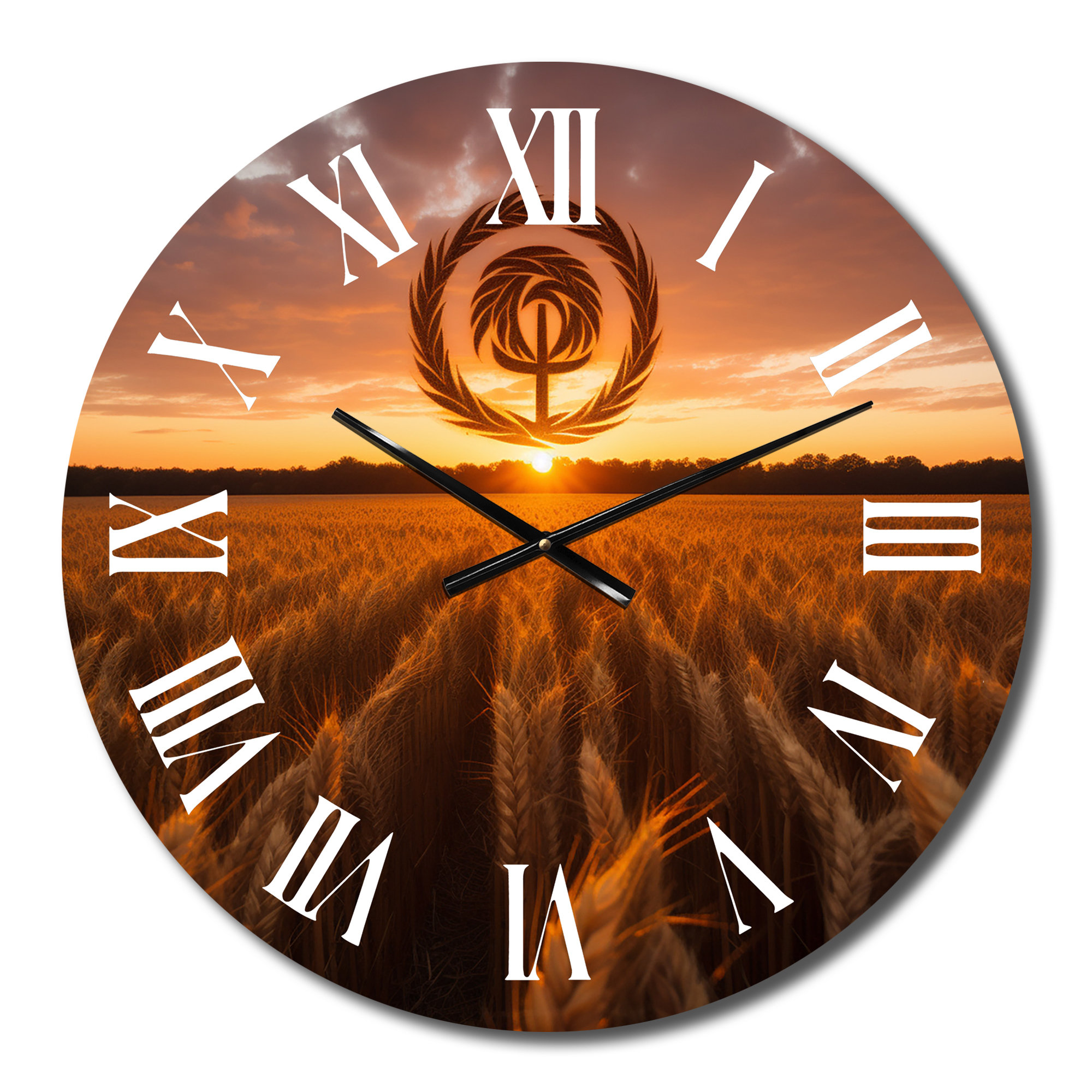 Design Art Mysterious Cropcircle In The Wheat Fields Metal Wall Clock ...