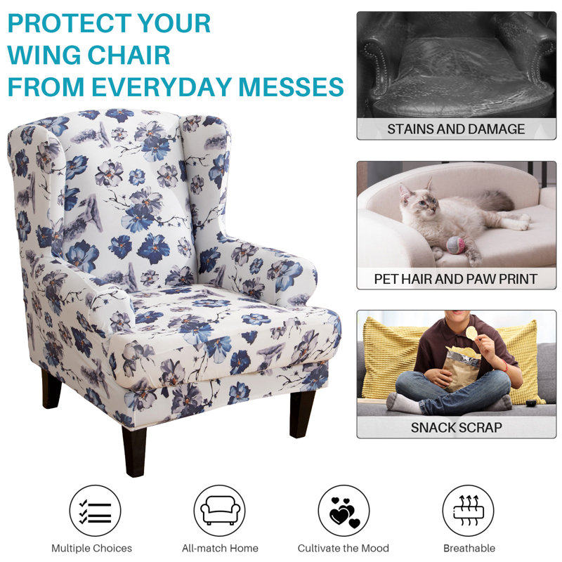 Red Barrel Studio® 2-Pieces Print Tiger Stool Sofa Cover - Wing Back ...