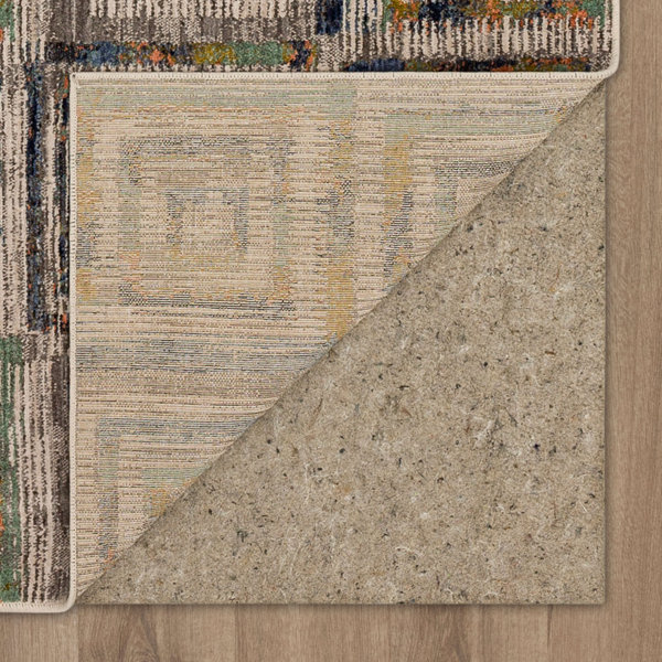 Scott Living Weathered Squares Teal/Gold/Gray Rug | Wayfair