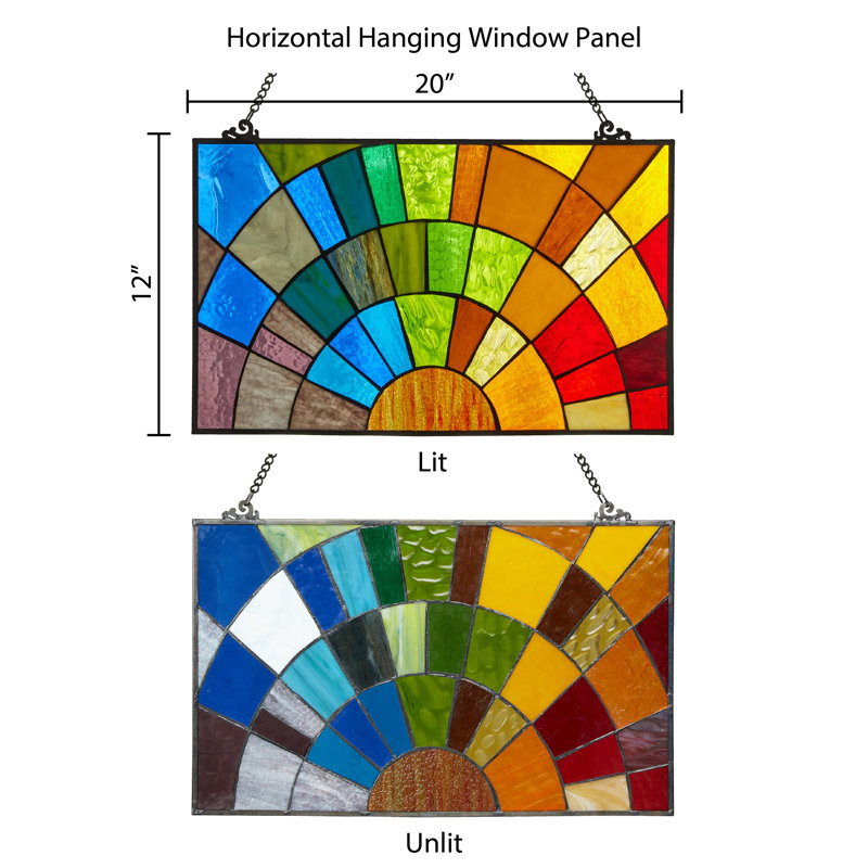 Fleur De Lis Living 12"H Tiffany Style Rays of Sunshine Stained Glass ...