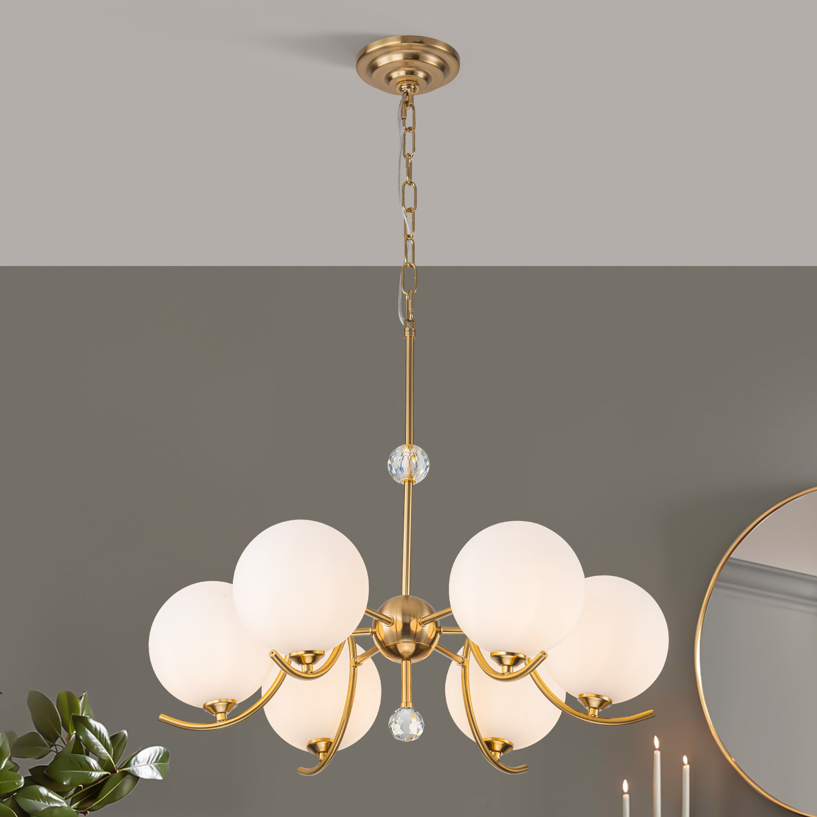 Mercer41 Leora 6 - Light Dimmable Sputnik Globe Glass Chandelier | Wayfair