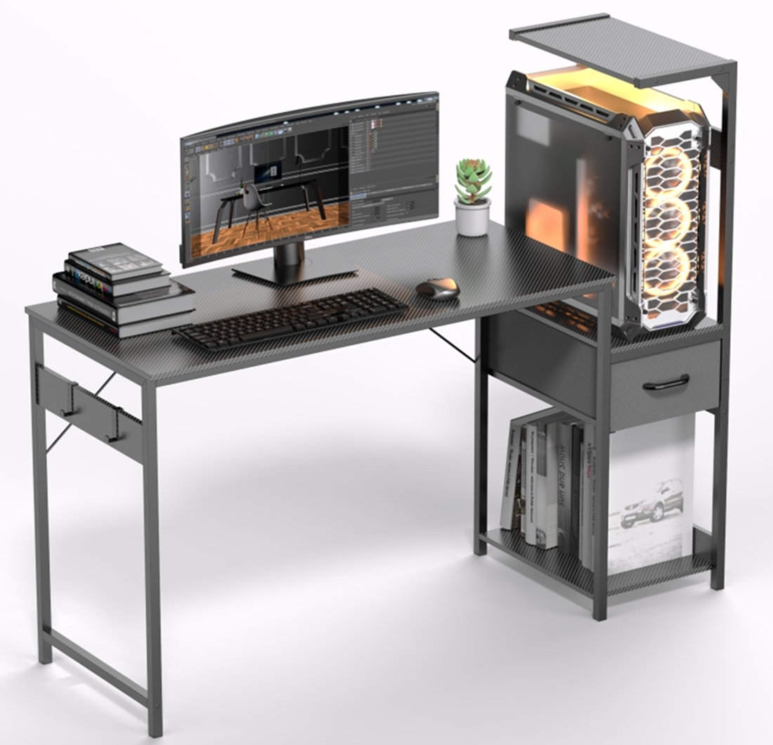 Wrought Studio™ Gaming Desk With Cpu Stand,Game Desk With Led Lights ...