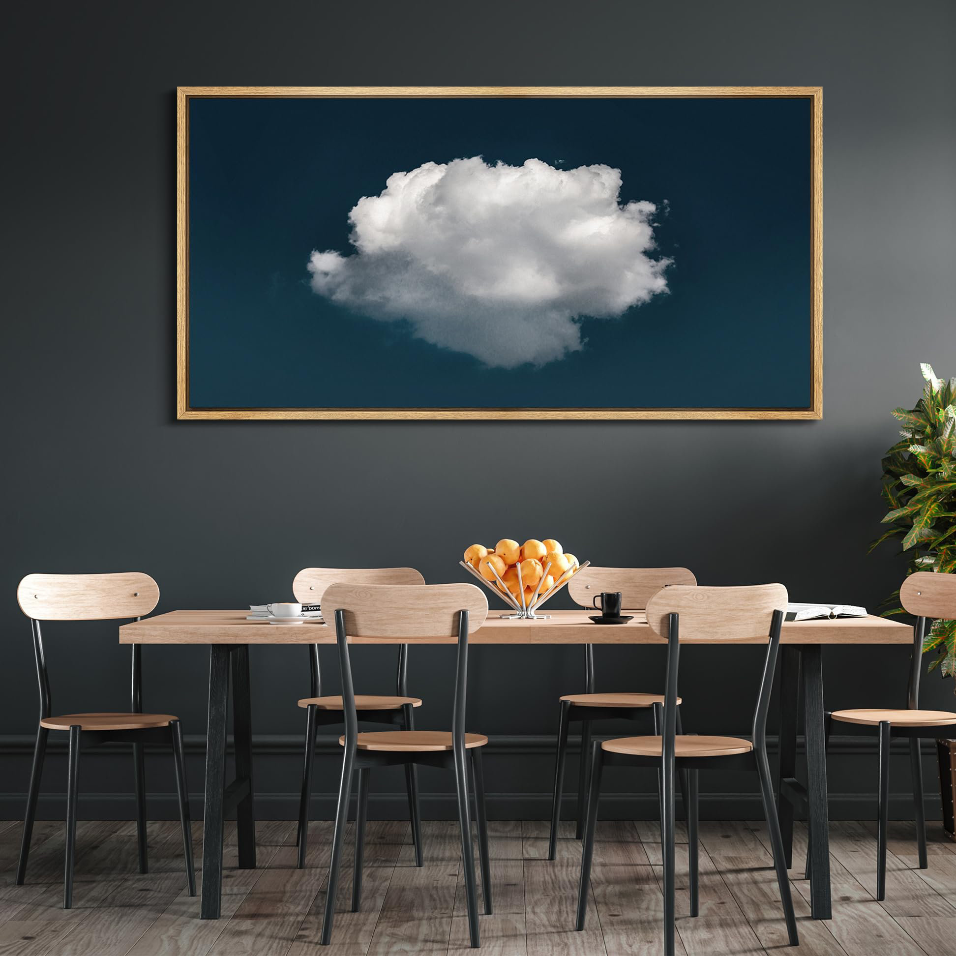 IDEA4WALL Clouds Minimalist Single Cloud Framed On Canvas Print | Wayfair