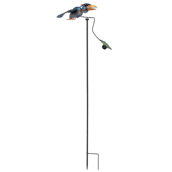 Arlmont & Co. Metal Rustic Crow Goldfinch Spinning Balancing Garden ...