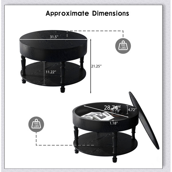 Ivy Bronx Modern Round Coffee Table With Dual Storage, Hidden ...