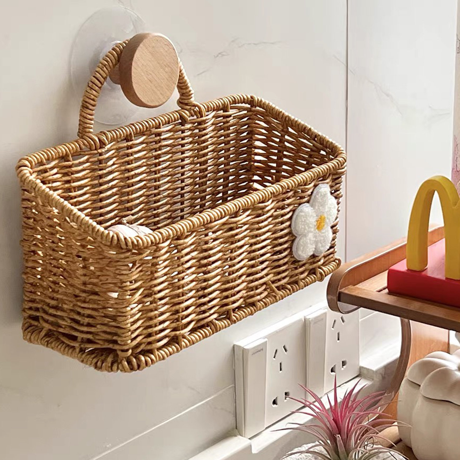 Winston Porter Wall Hanging Basket, Plastic Wicker Hanging Basket for ...