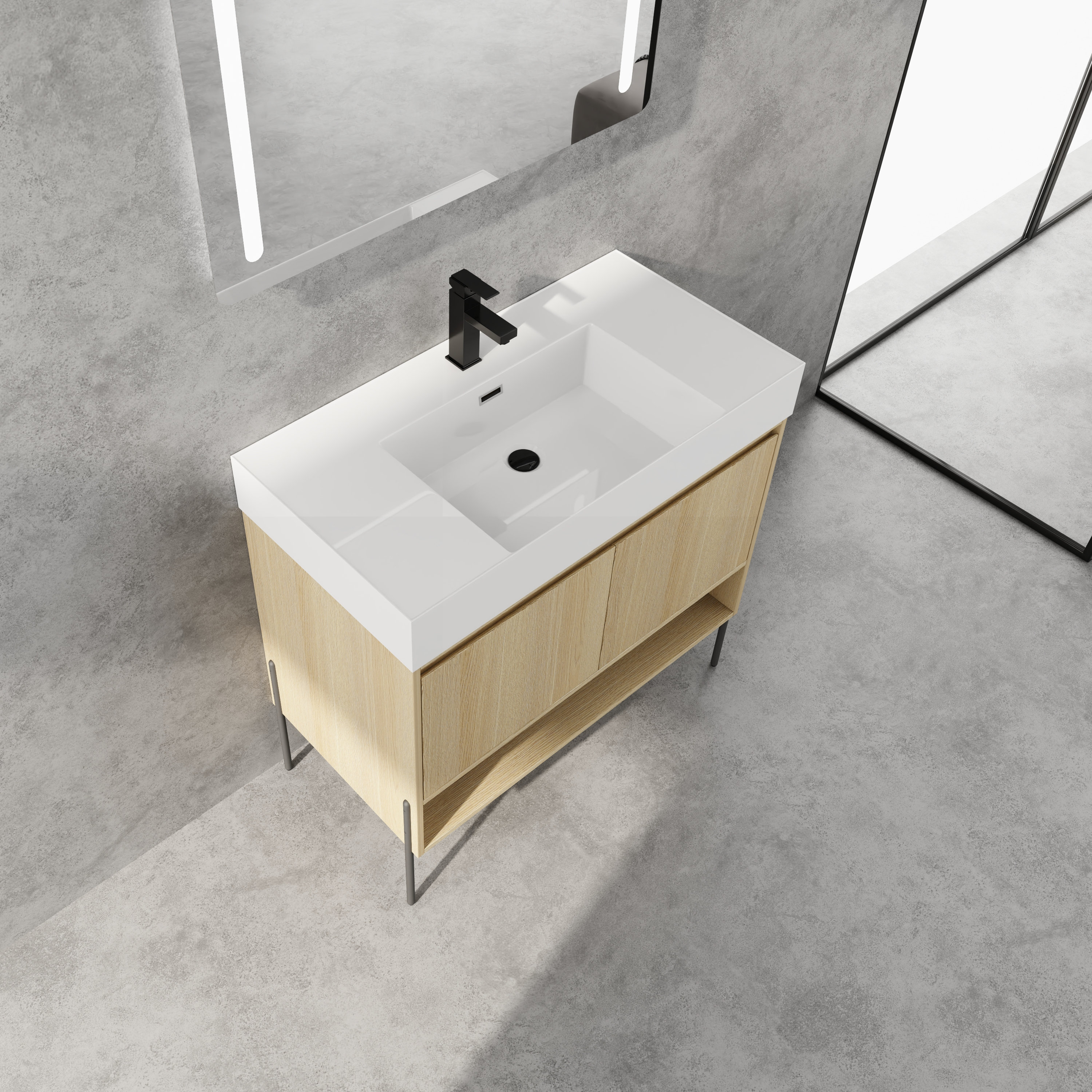 Ebern Designs Jackalyn 36.04'' Single Bathroom Vanity with Resin Top ...
