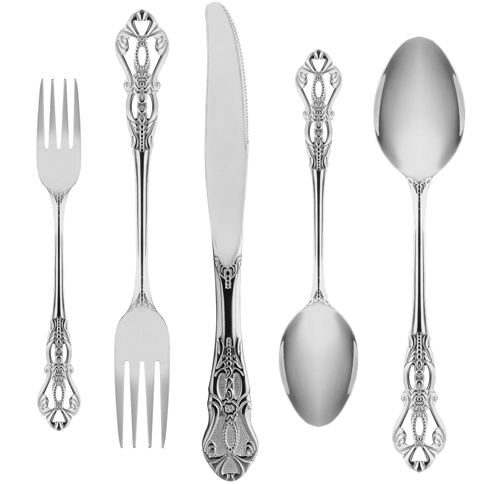 House of Hampton® 40-Piece Retro Baroque Stainless Steel Silverware Set ...