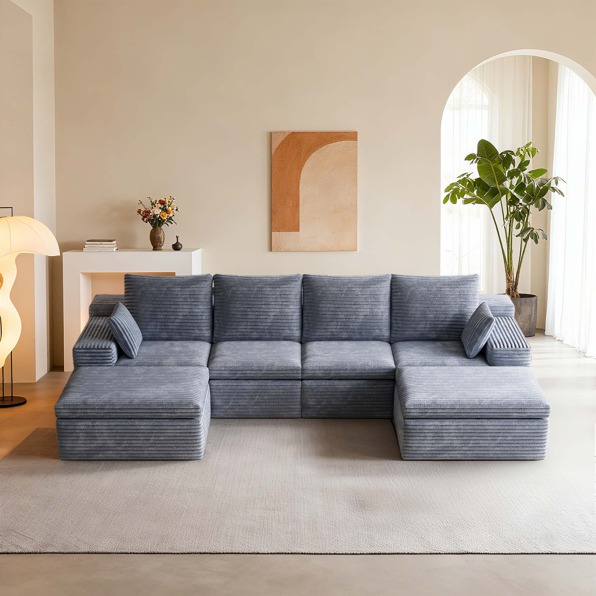 Mercer41 Modern Modular L - Shaped Sectional Sofa, Upholstered Couch ...