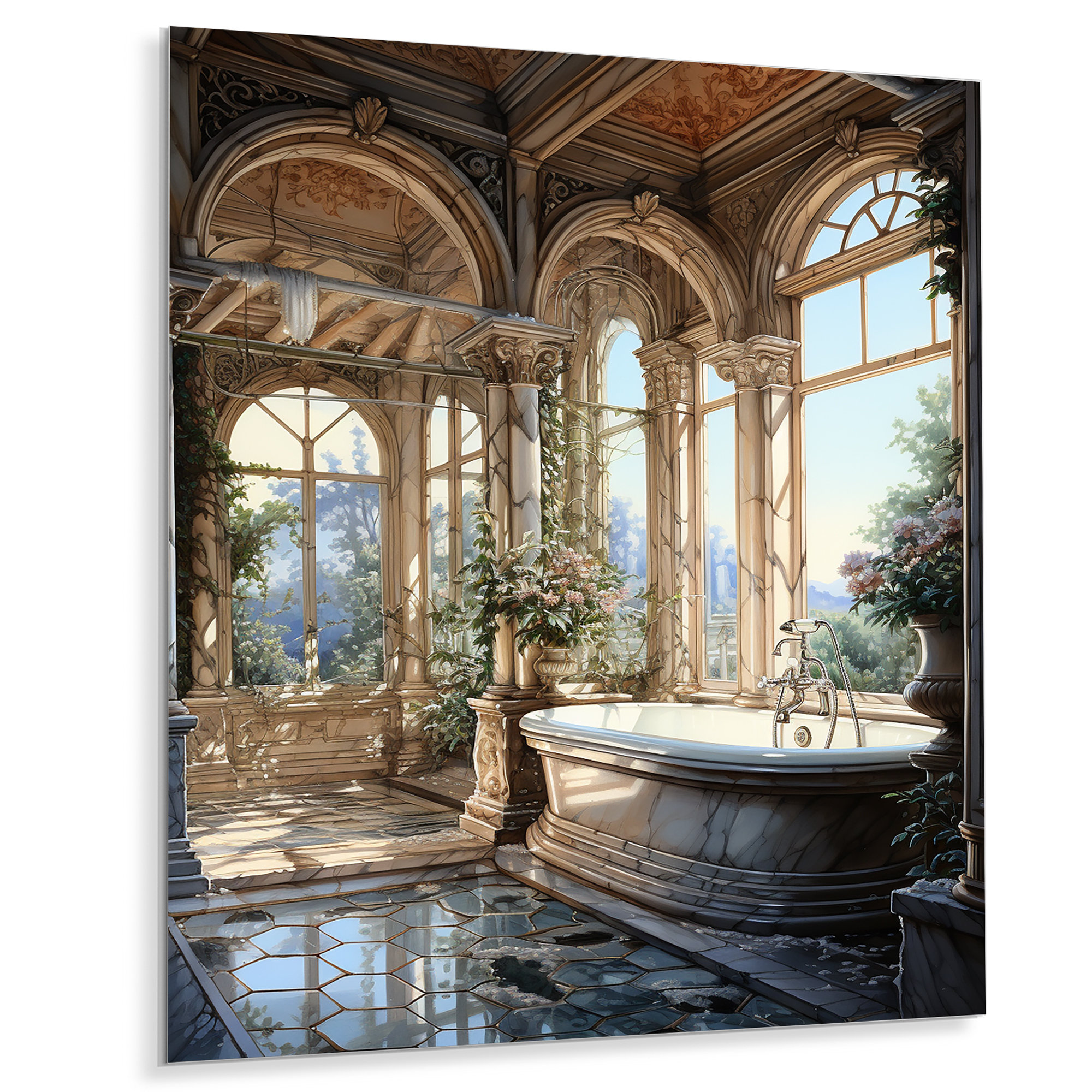 Winston Porter Bathroom Classic Marble I - Bathroom Metal Wall Art ...