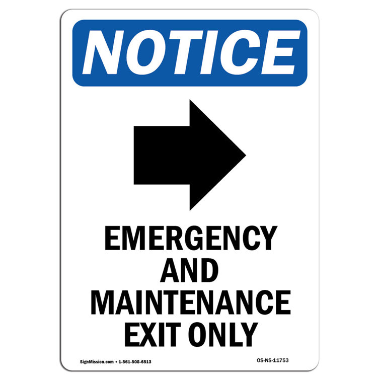 SignMission OSHA Notice - Emergency And Maintenance Sign With Symbol ...
