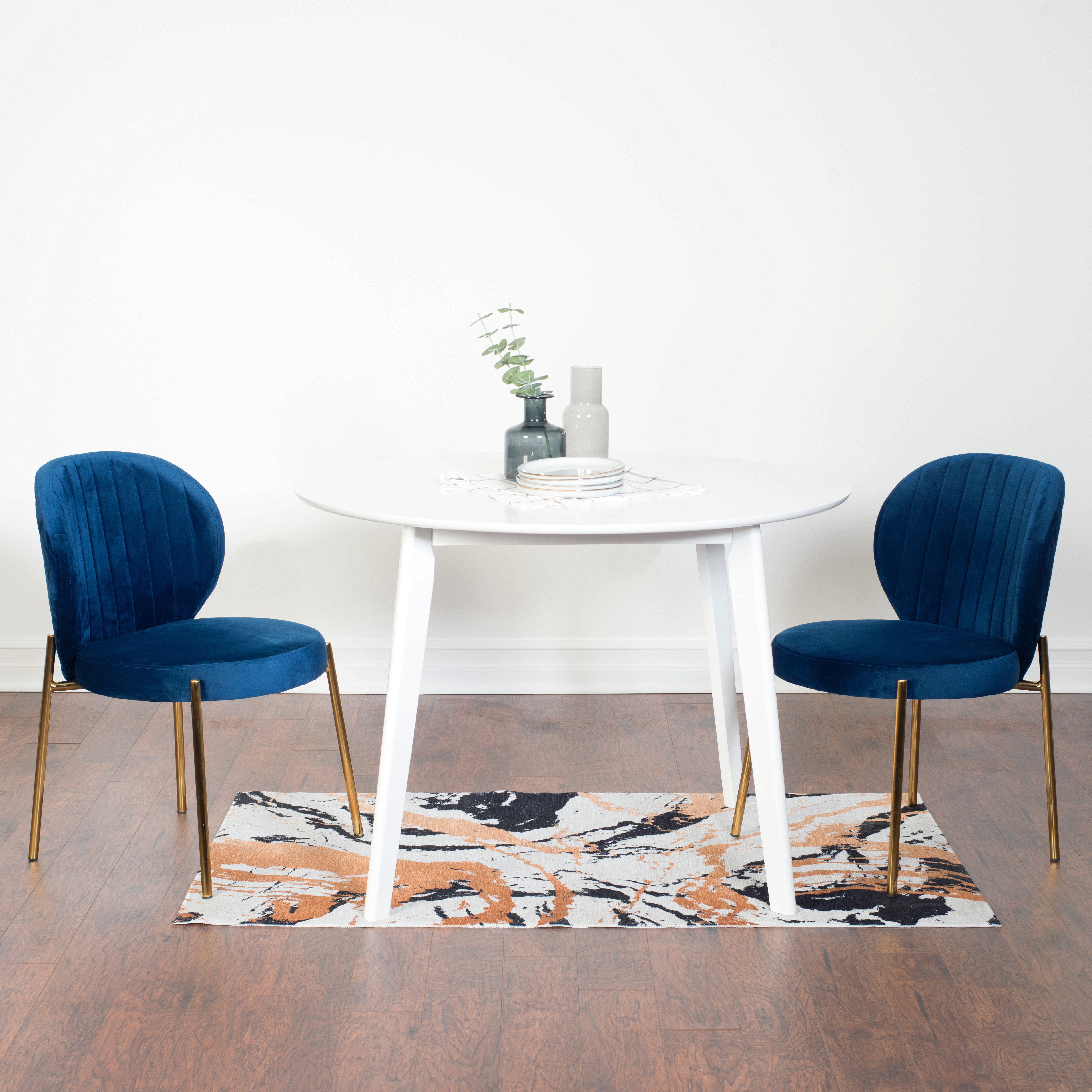 DAPPER DOODLES INC Contemporary 3-Piece Dining Set, White Round Dining ...